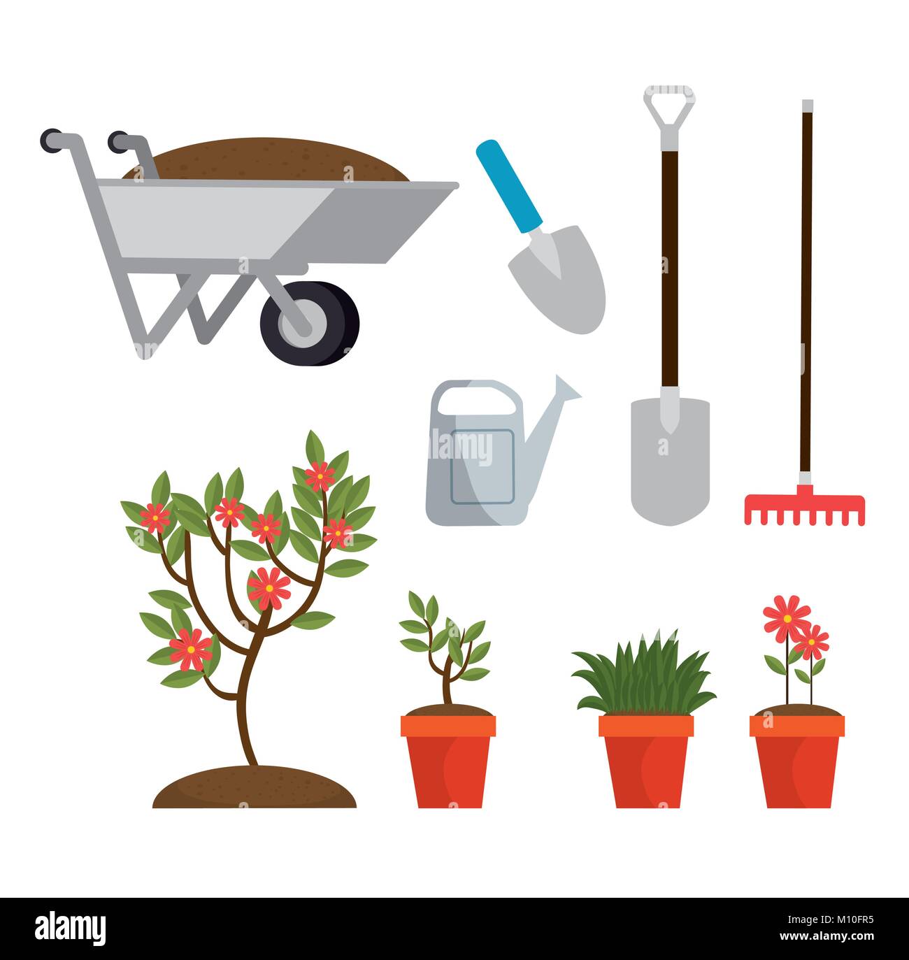 gardening elements and tools vector illustration graphic design Stock ...