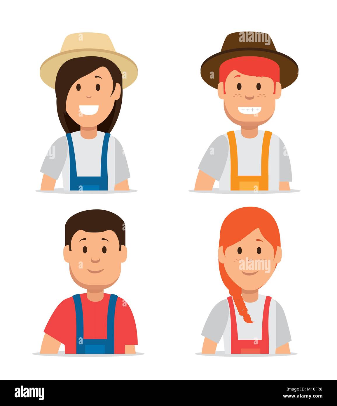 farmer gardener cartoon people young male and female figures vector ...