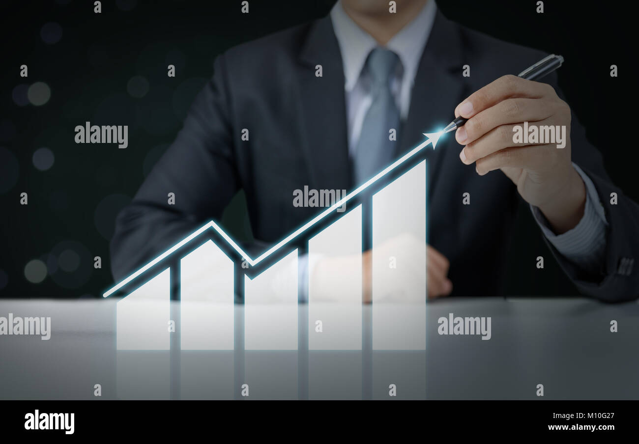 businessman present rising graph, business growth concept Stock Photo ...