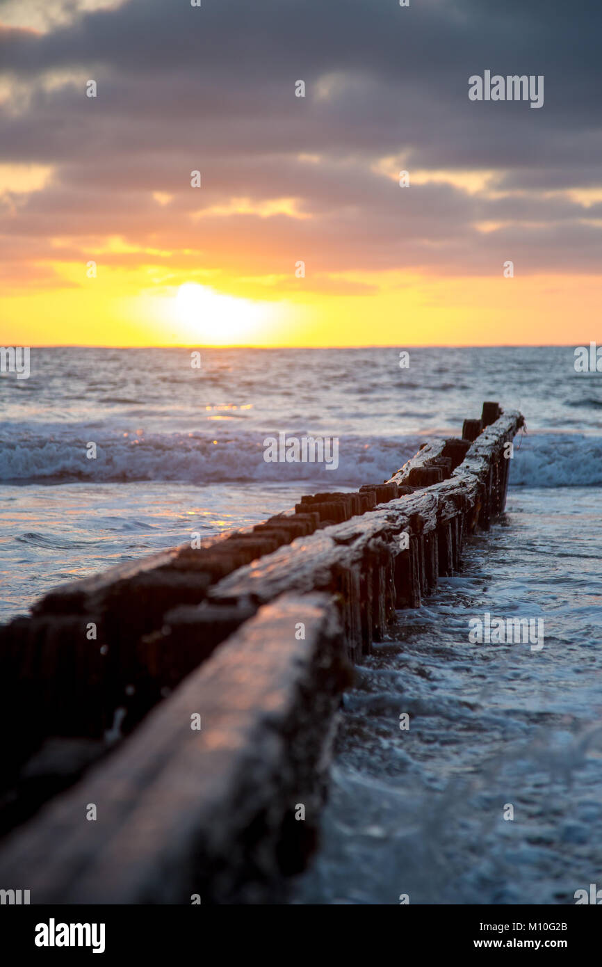 Sunrise over the erosion Groynes in Victor Harbor Stock Photo - Alamy