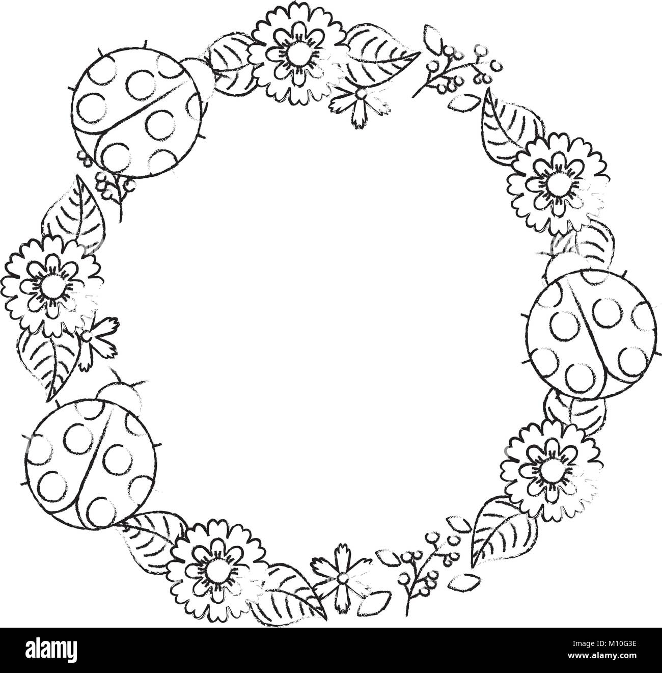 Ladybug border Black and White Stock Photos & Images - Alamy