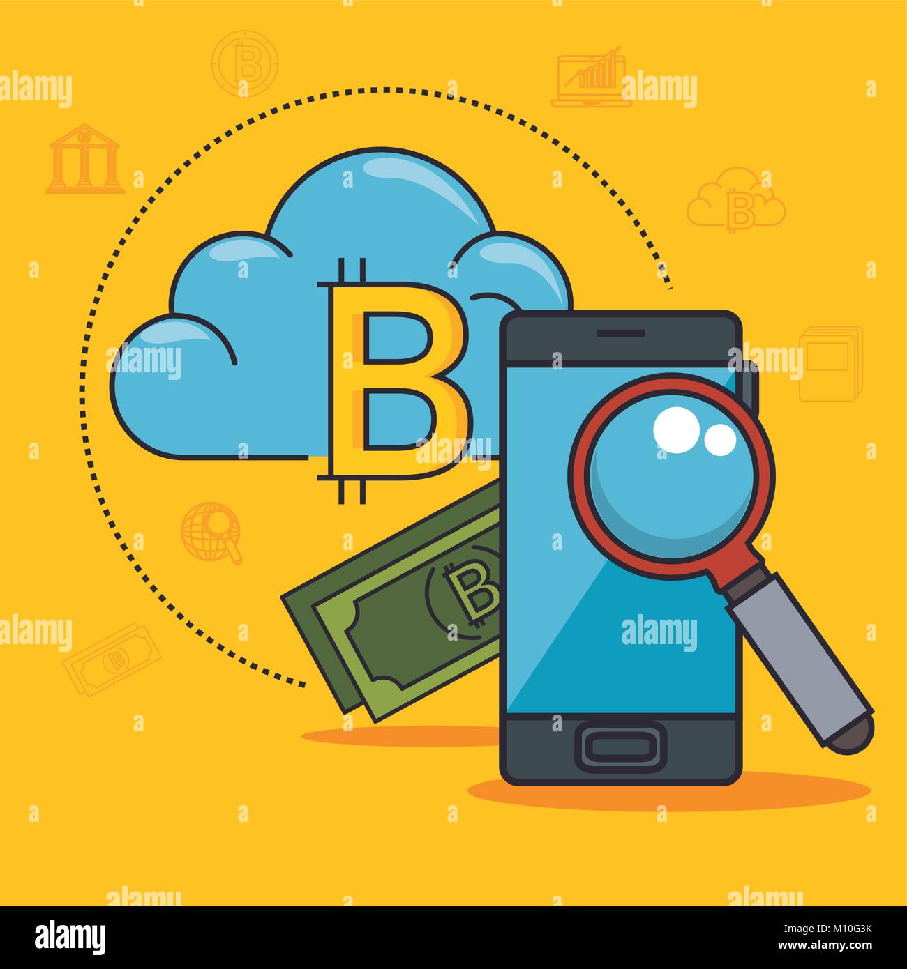 blockchain and bitcoin technology finance concept vector illustration ...