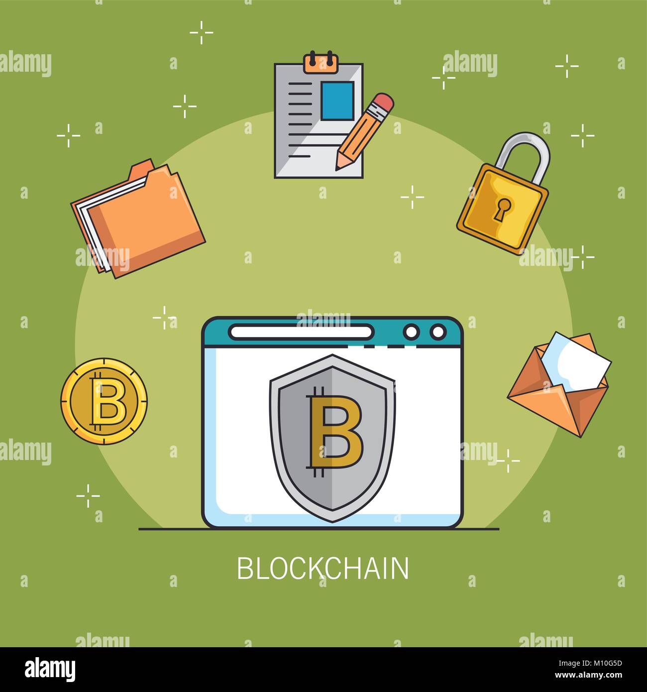 blockchain and bitcoin technology finance concept vector illustration ...