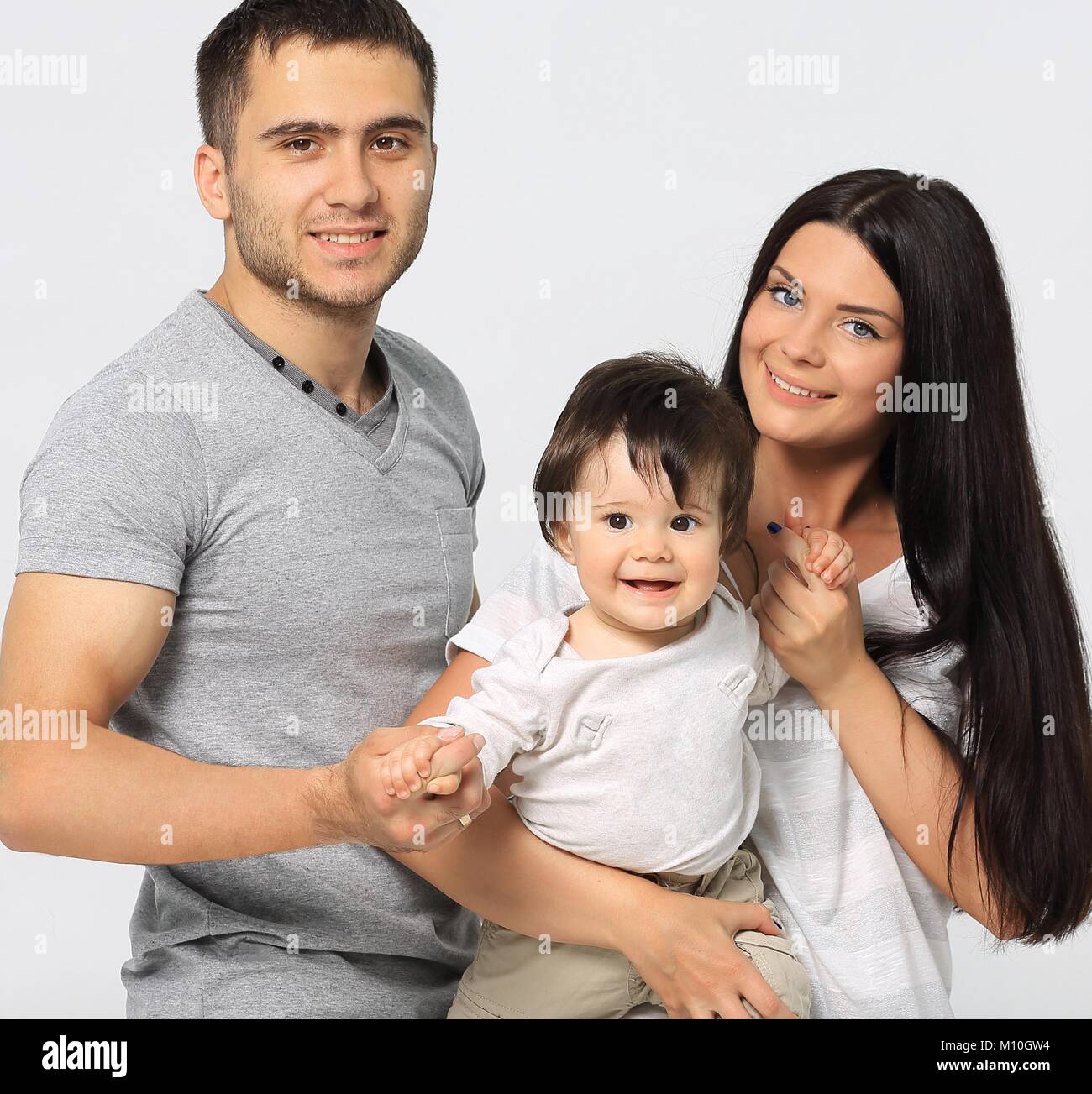 happy smiling family isolated on white background Stock Photo - Alamy