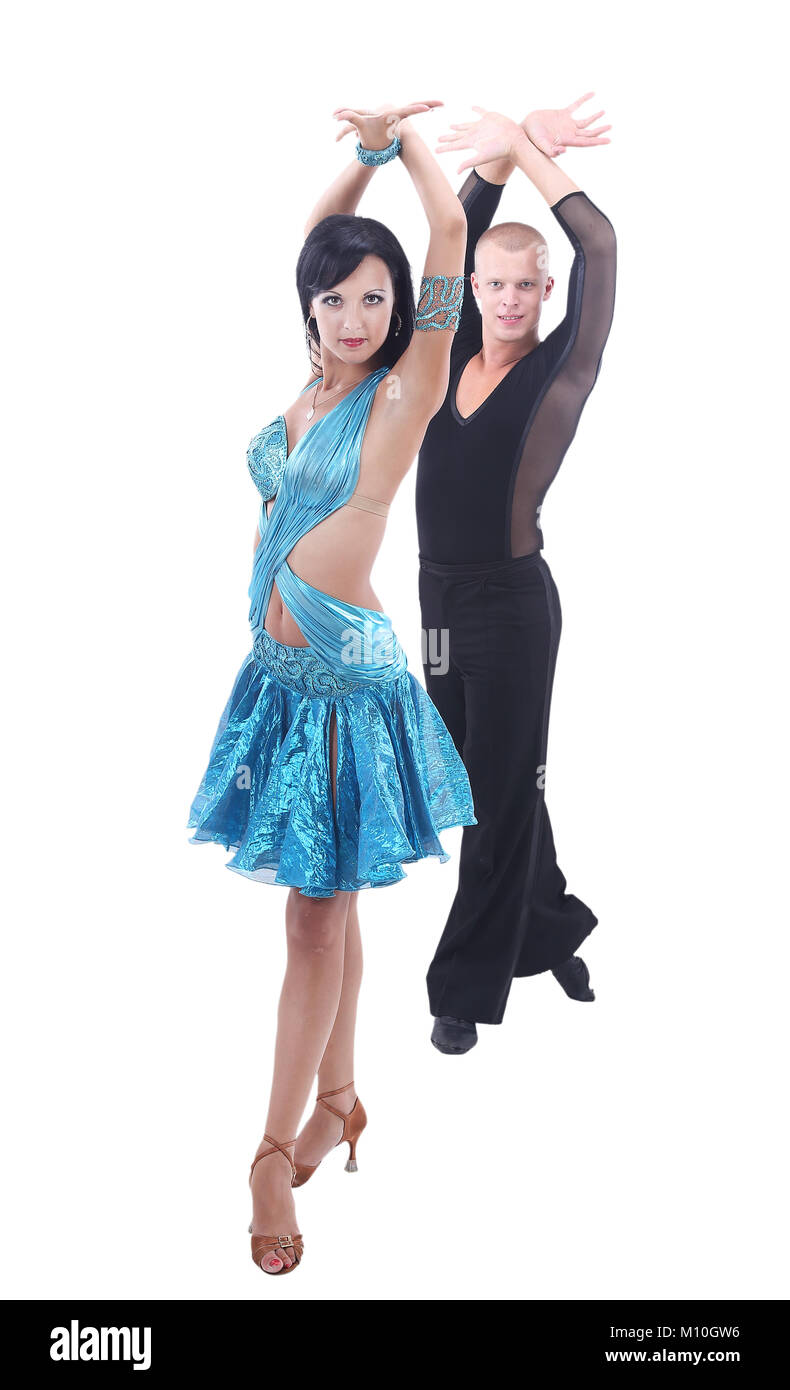 Latino dancers in action. Isolated on white Stock Photo - Alamy