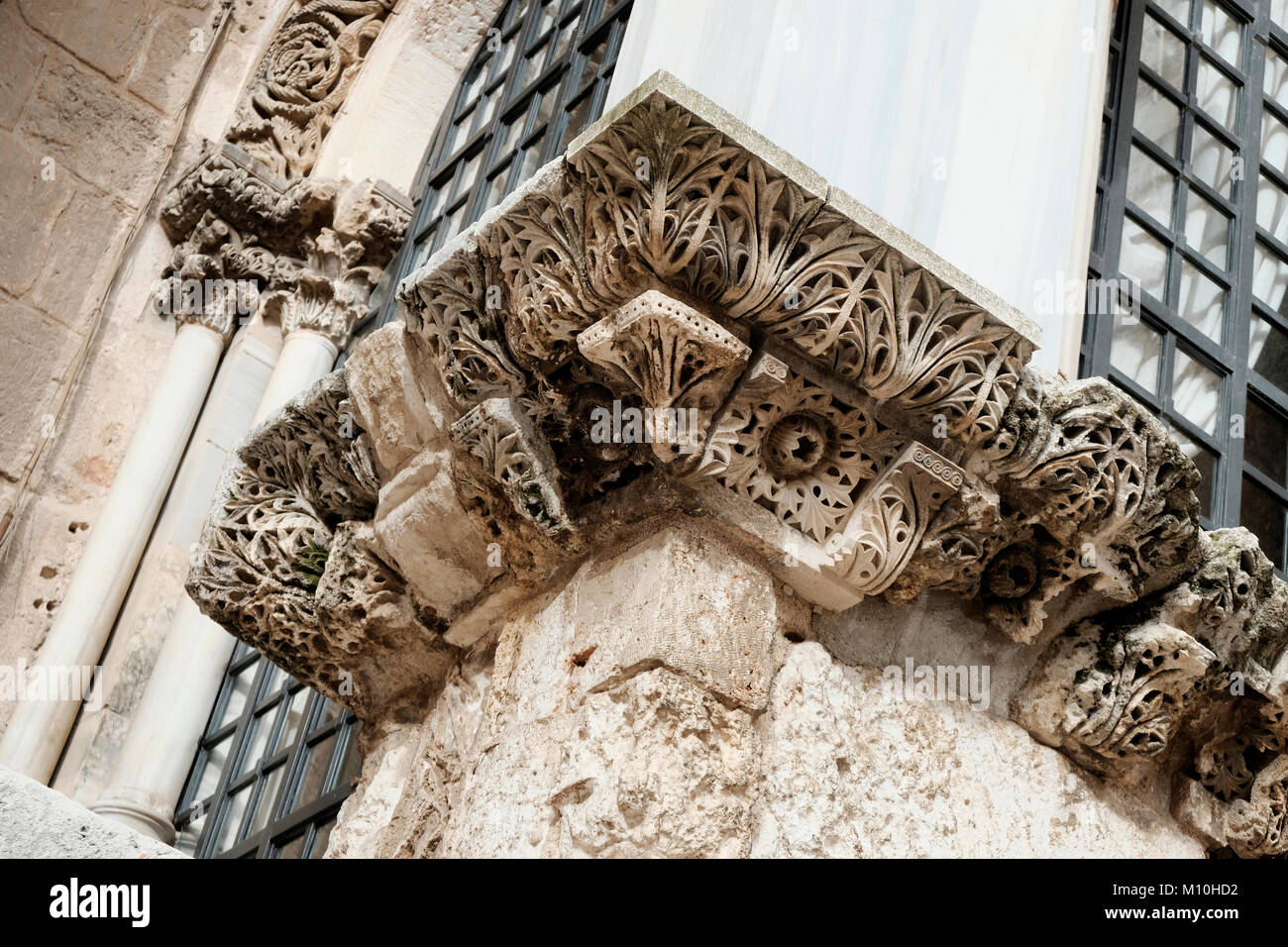 Crusader 12th century Romanesque capital architectural ornament of the ...