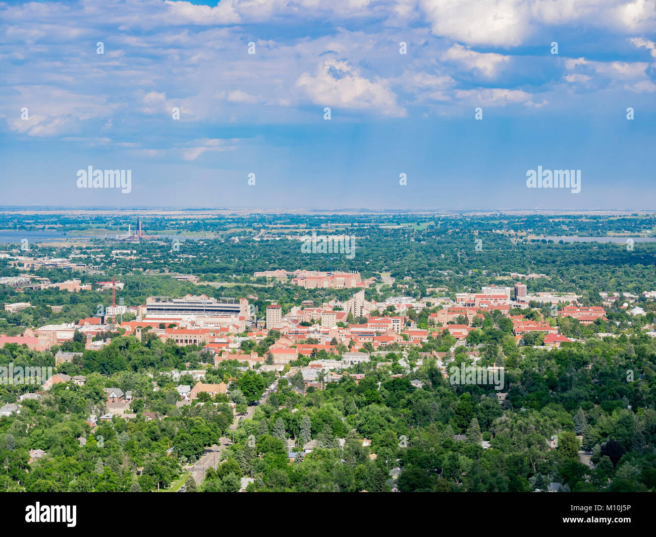 Aerial view of the beautiful University of Colorado Boulder, Colorado ...