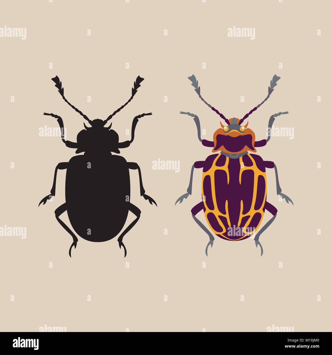 beetle vector illustration flat style black silhouette set Stock Vector ...