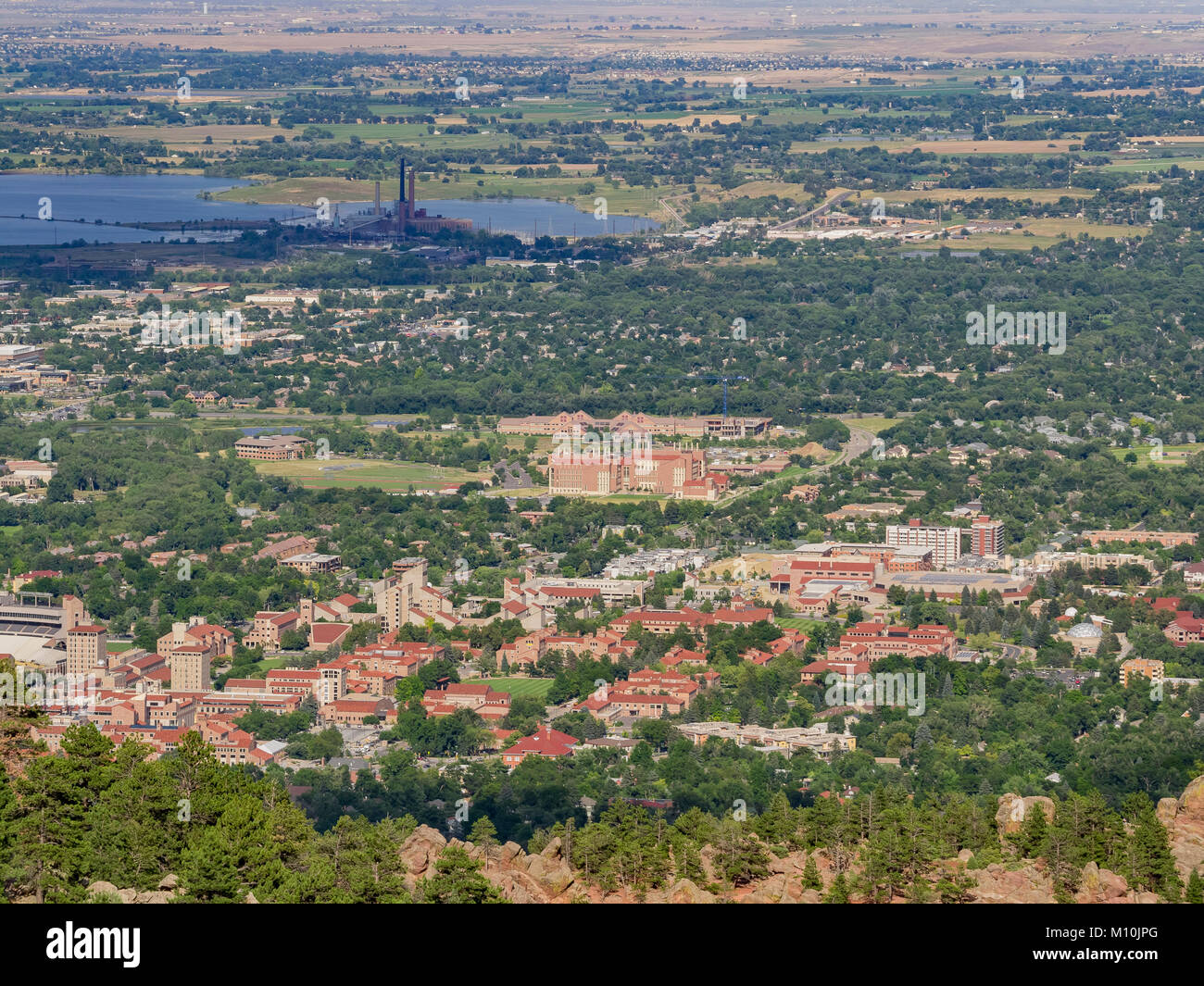 Aerial view of the beautiful University of Colorado Boulder, Colorado ...