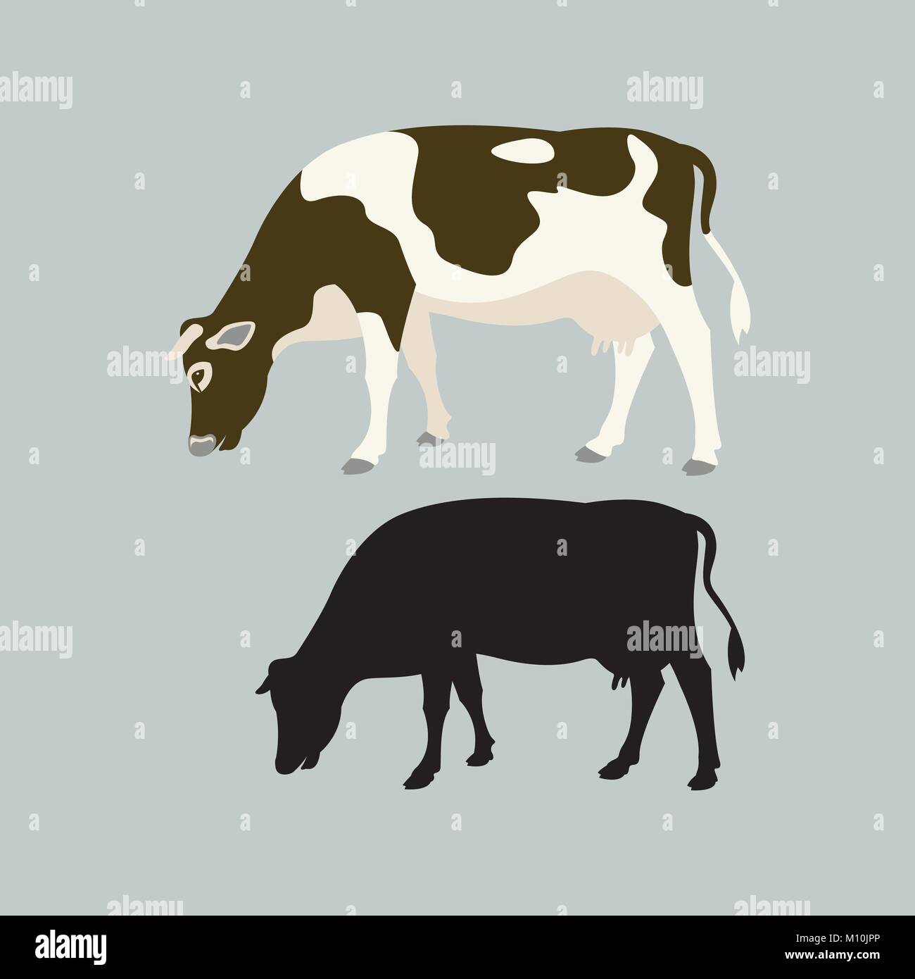 cow vector illustration flat style black silhouette profile view Stock ...