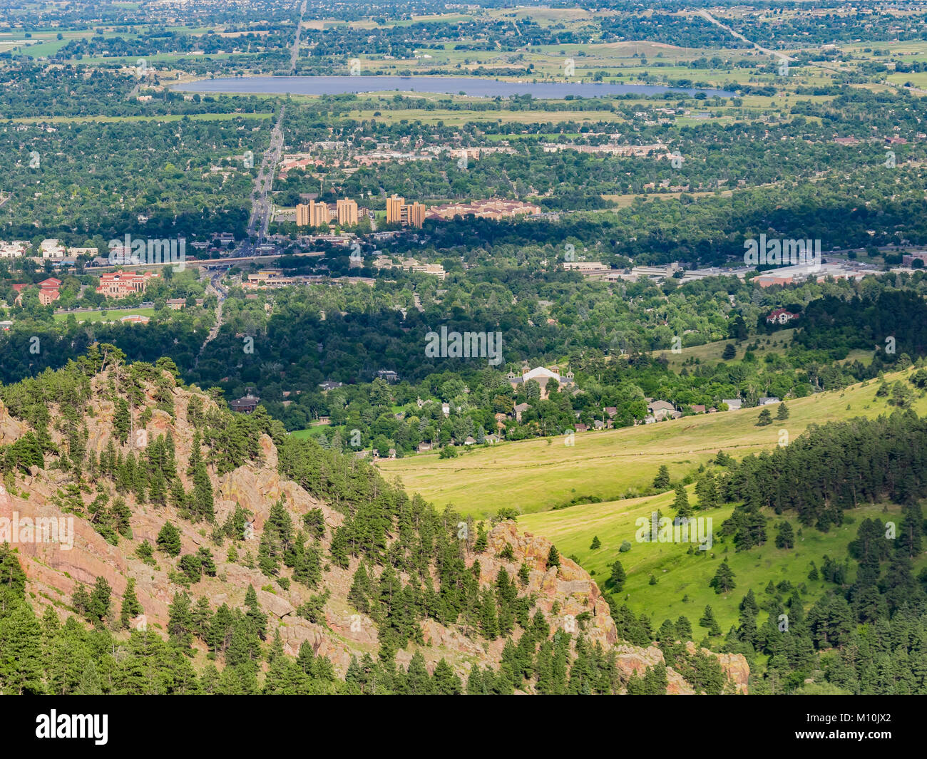 Aerial view of the beautiful Boulder cityscape, Colorado Stock Photo ...