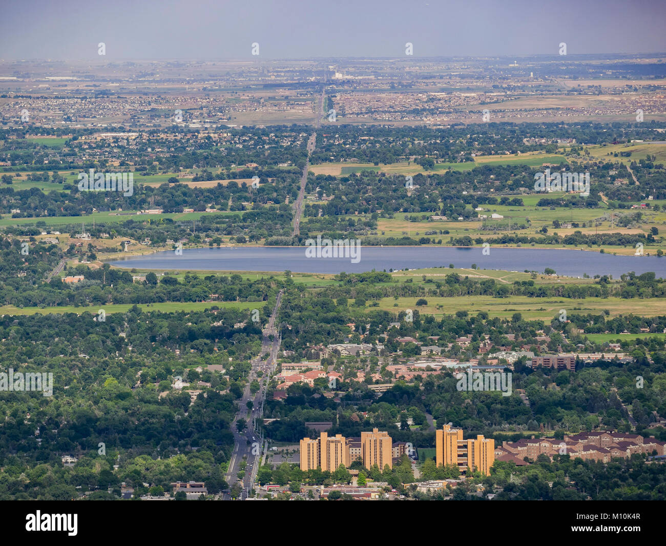 Aerial view of the beautiful Boulder cityscape, Colorado Stock Photo ...