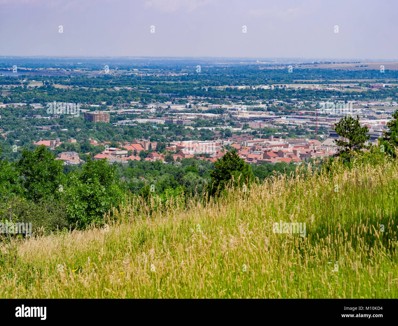 Aerial view of the beautiful Boulder cityscape, Colorado Stock Photo ...