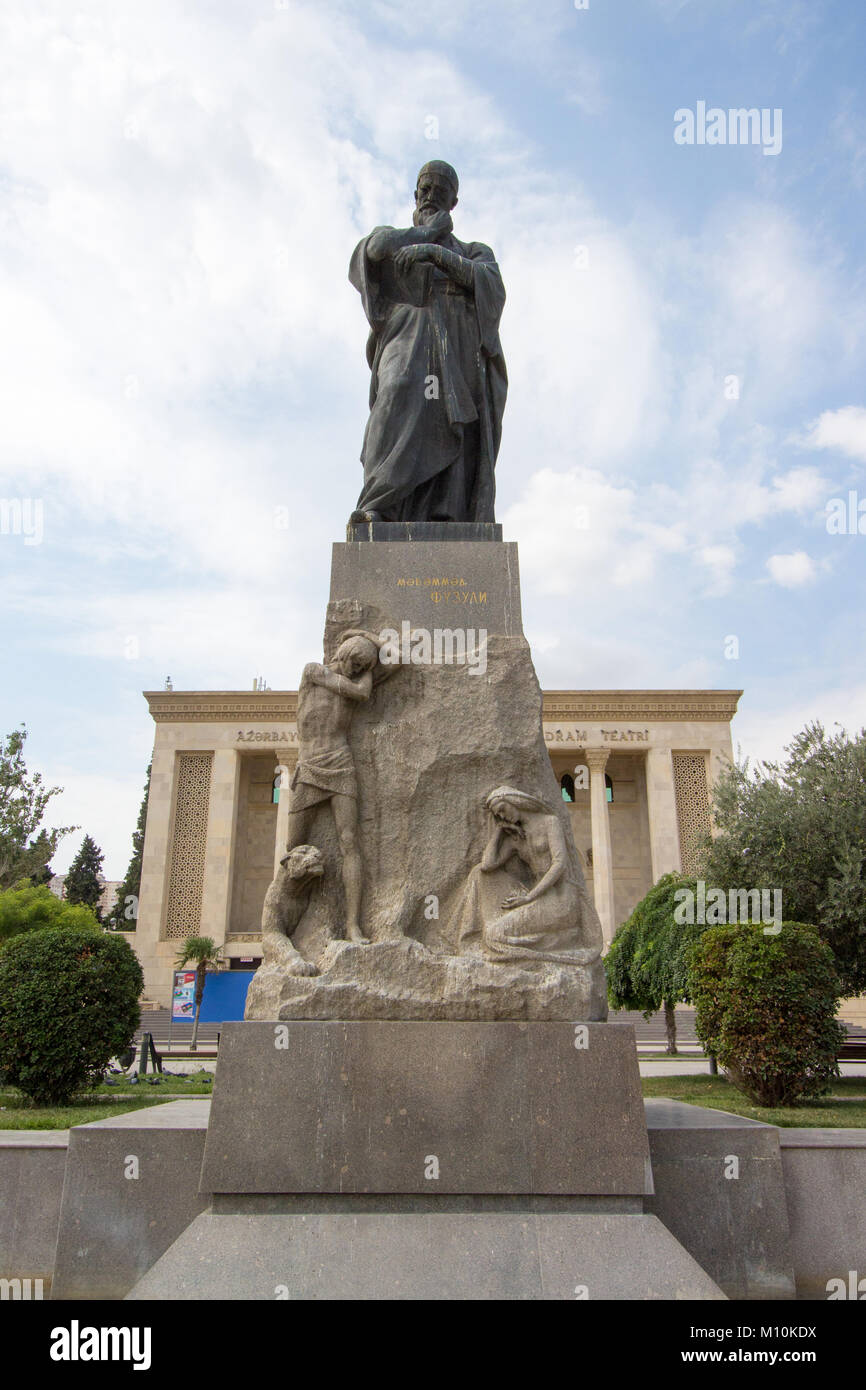 statue of the poet Fuzuli in Baku in Azerbaijan, Often considered one ...