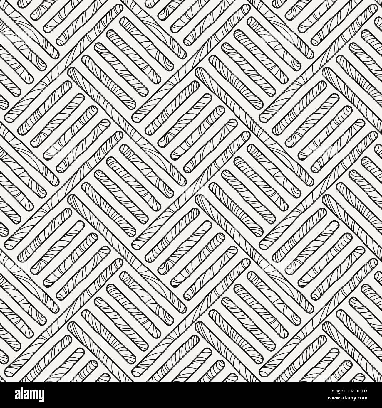 Funky doodle seamless pattern. Vector abstract decorative braided ...