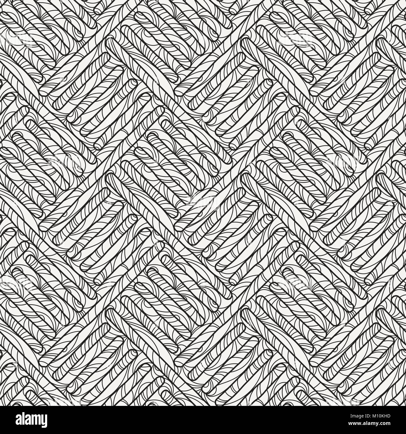 Funky doodle seamless pattern. Vector abstract decorative braided ...