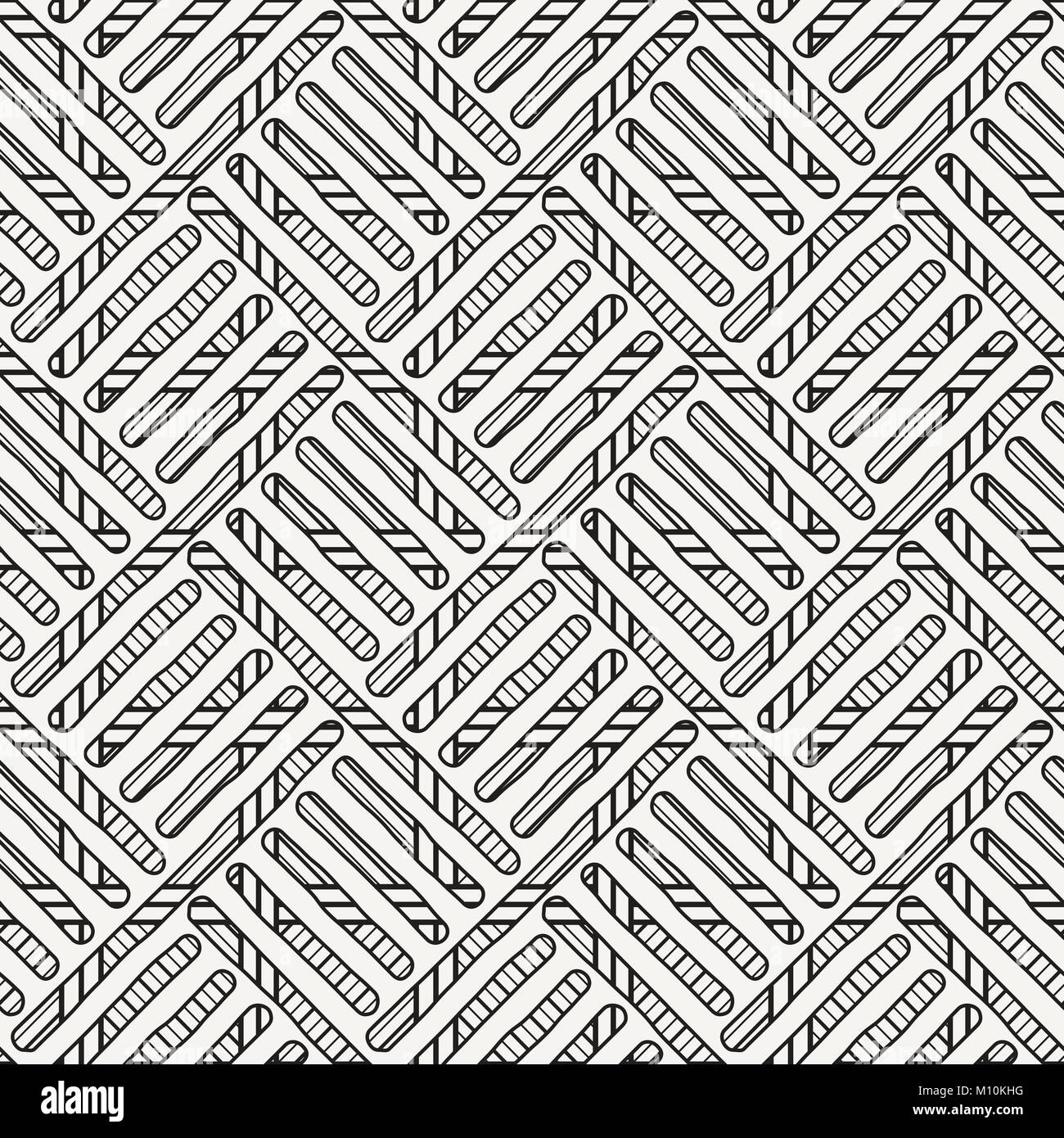 Funky doodle seamless pattern. Vector abstract decorative braided ...