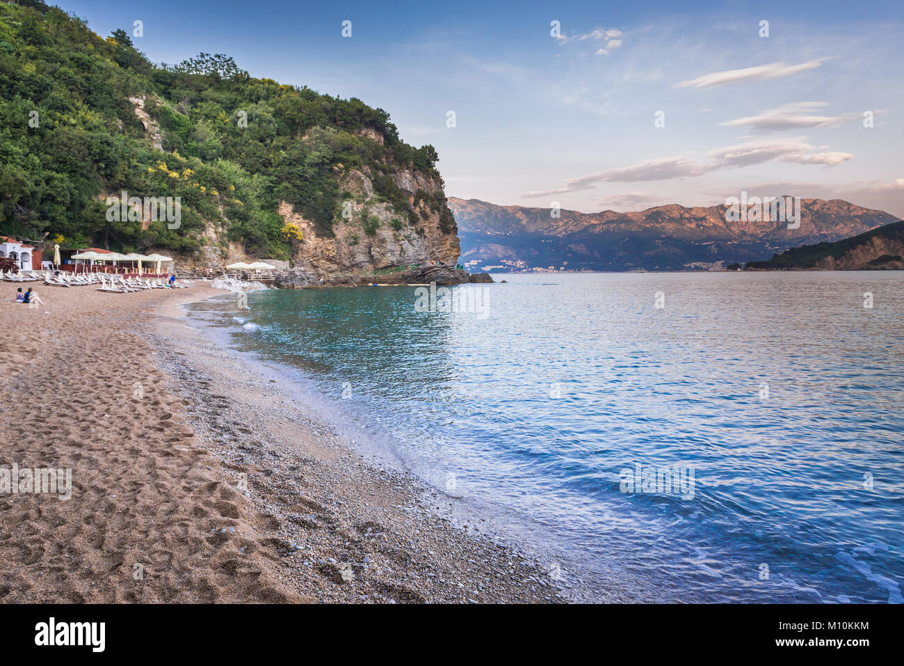 Mogren beach in Budva city on the Adriatic Sea coast in Montenegro ...