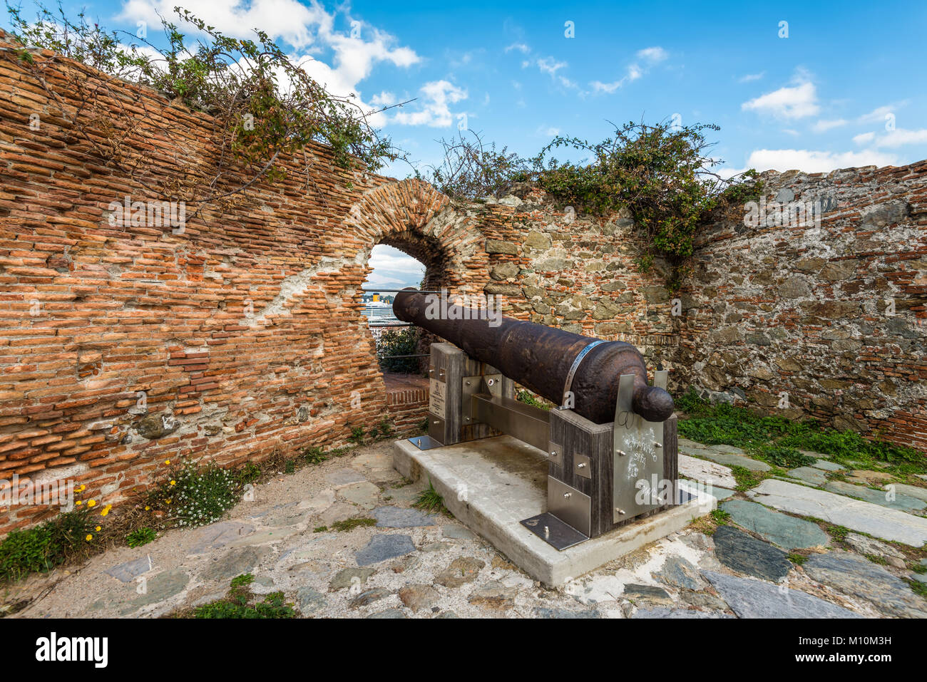 Savona, Italy - December 2, 2016: Old cannon in the Priamar fortress ...