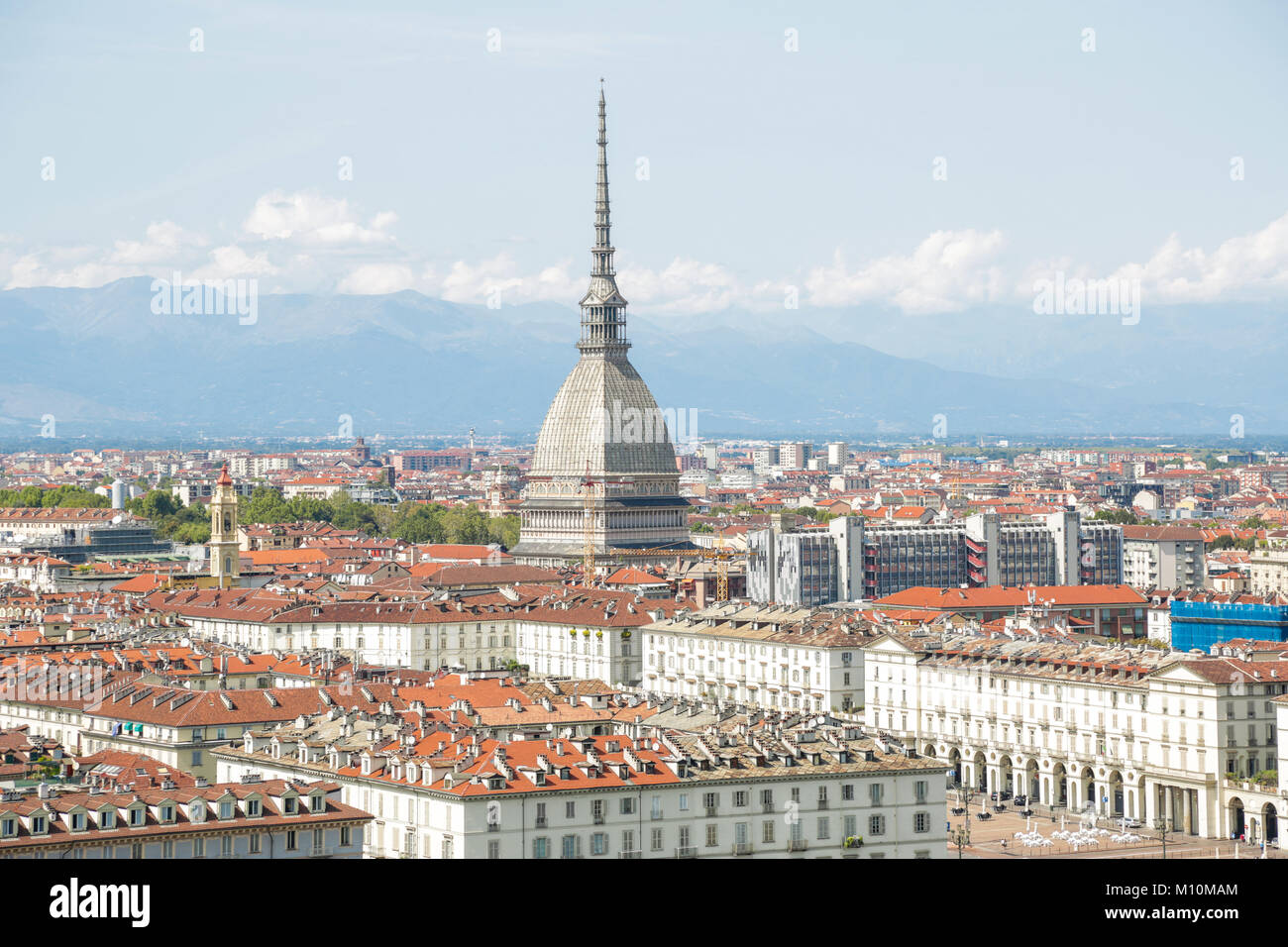 Turin, Piedmont, Italy: landscape view of the city from Monte dei Cappuccini with Mole ...