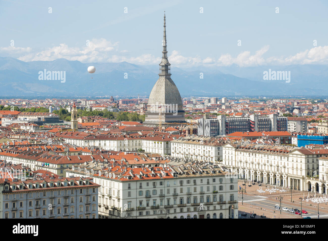 Turin, Piedmont, Italy: landscape view of the city from Monte dei ...