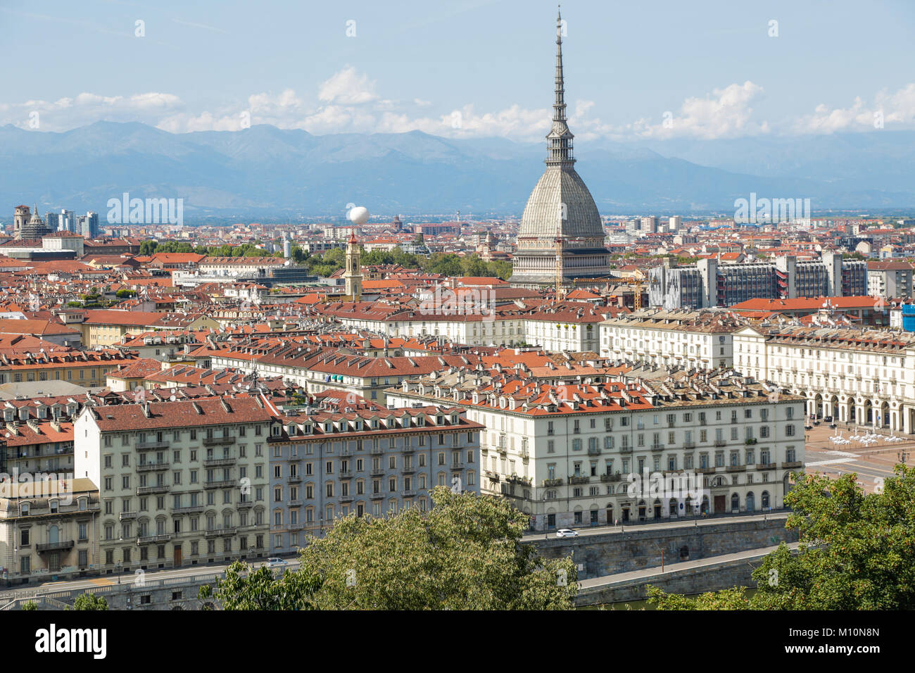 Turin, Piedmont, Italy: landscape view of the city from Monte dei ...