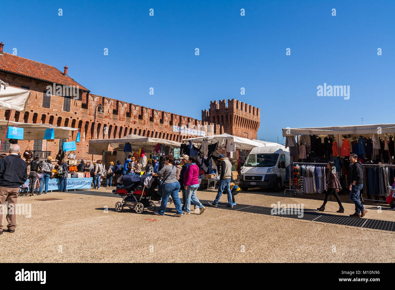 The weekly market of Friday, Galliate, Novara, Piedmont, Italy Stock ...