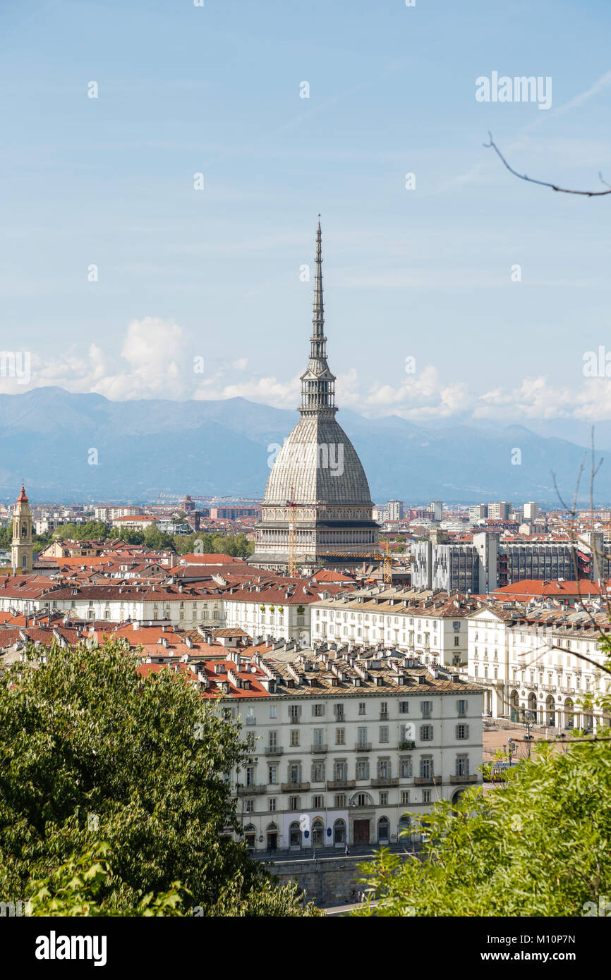 Turin, Piedmont, Italy: landscape view of the city from Monte dei ...