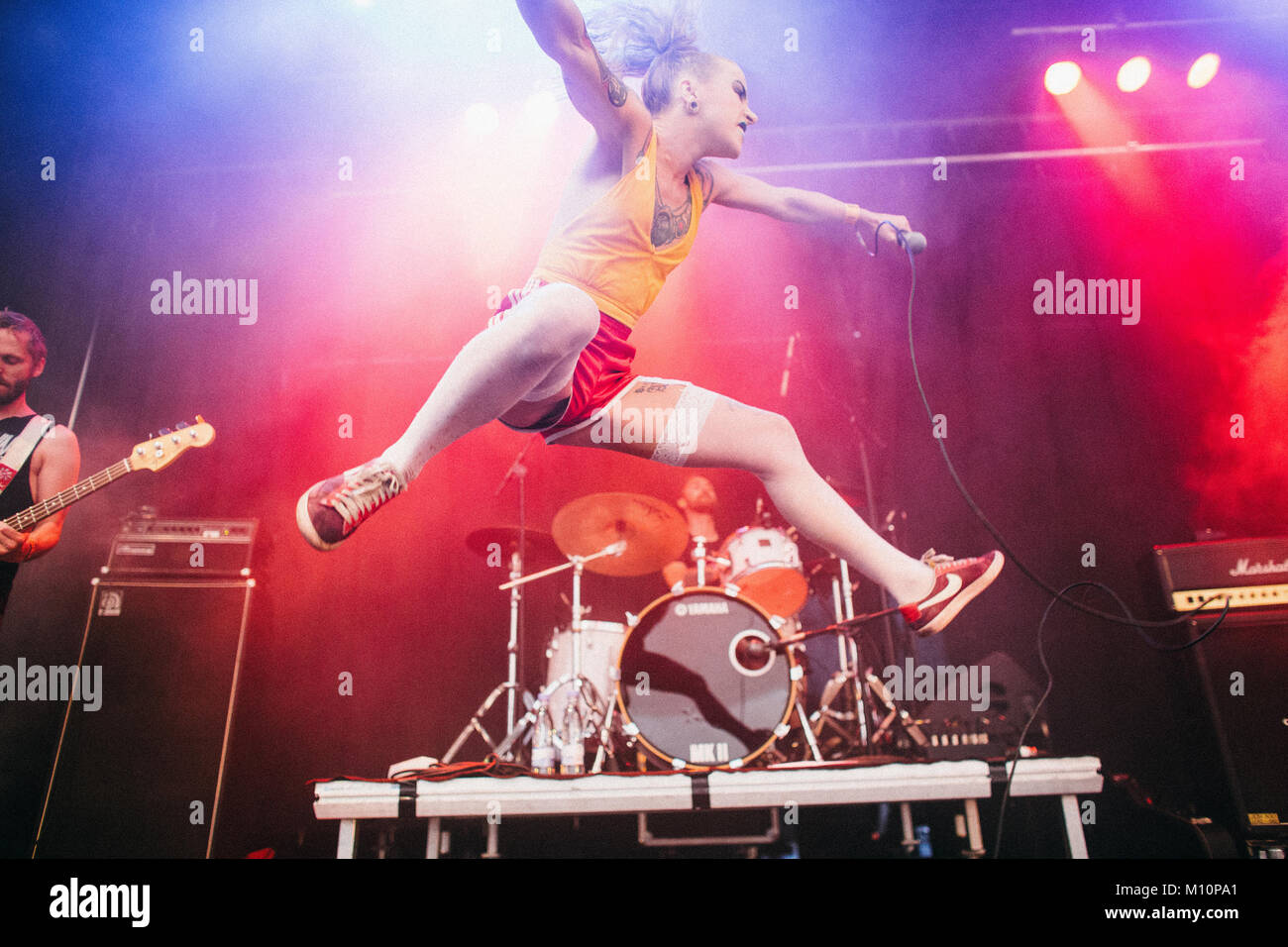 The Swedish punk band Slöa Knivar performs a live concert at the Rising ...