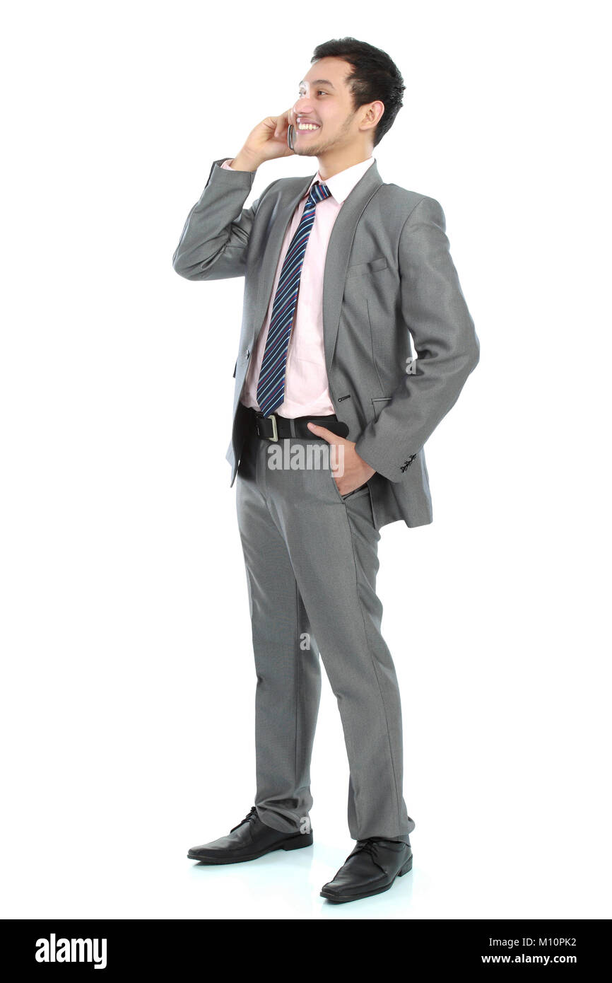 young business man calling on the phone isolated over white Stock Photo ...