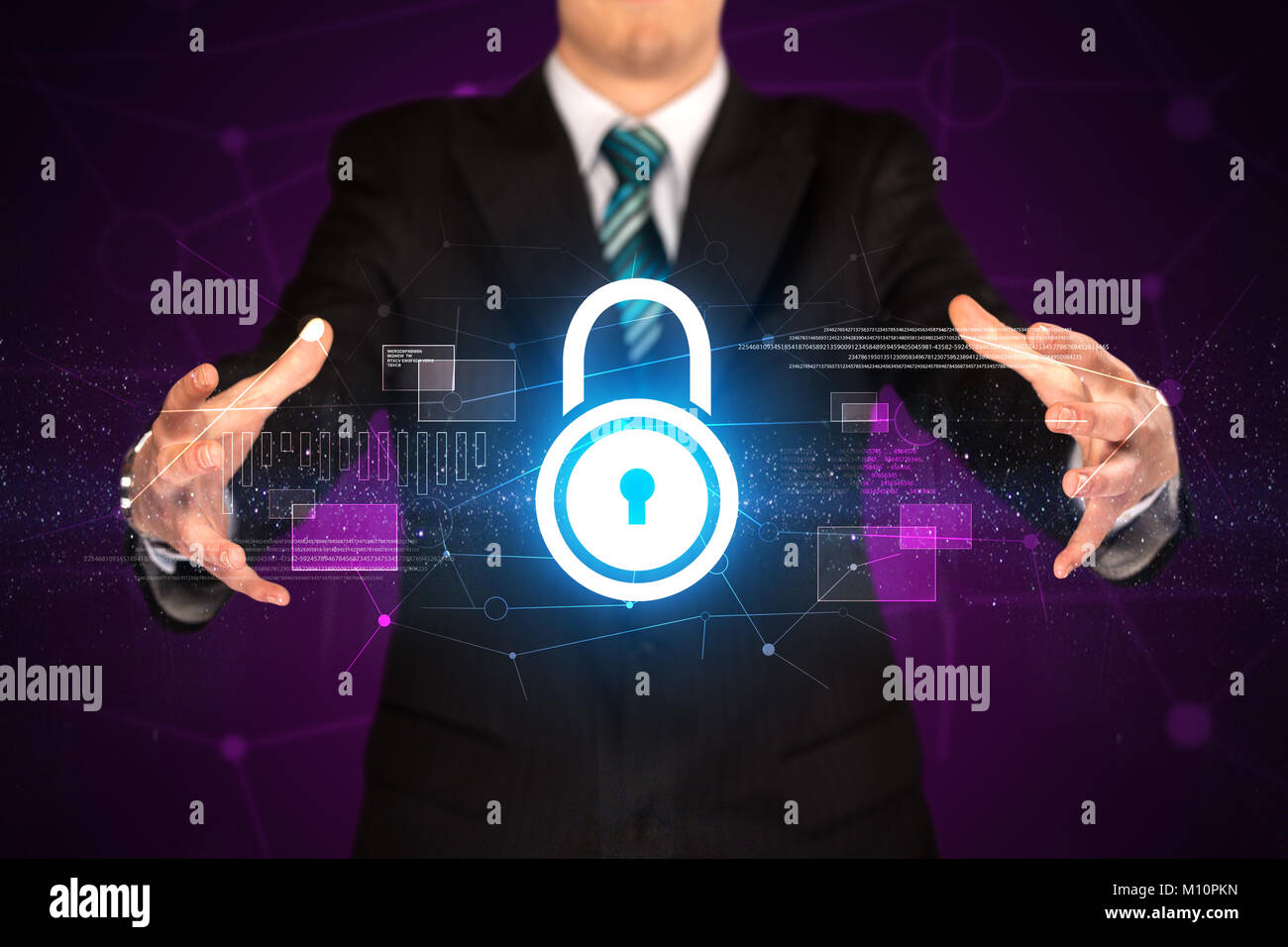 Businessman with security concept in his hands Stock Photo - Alamy