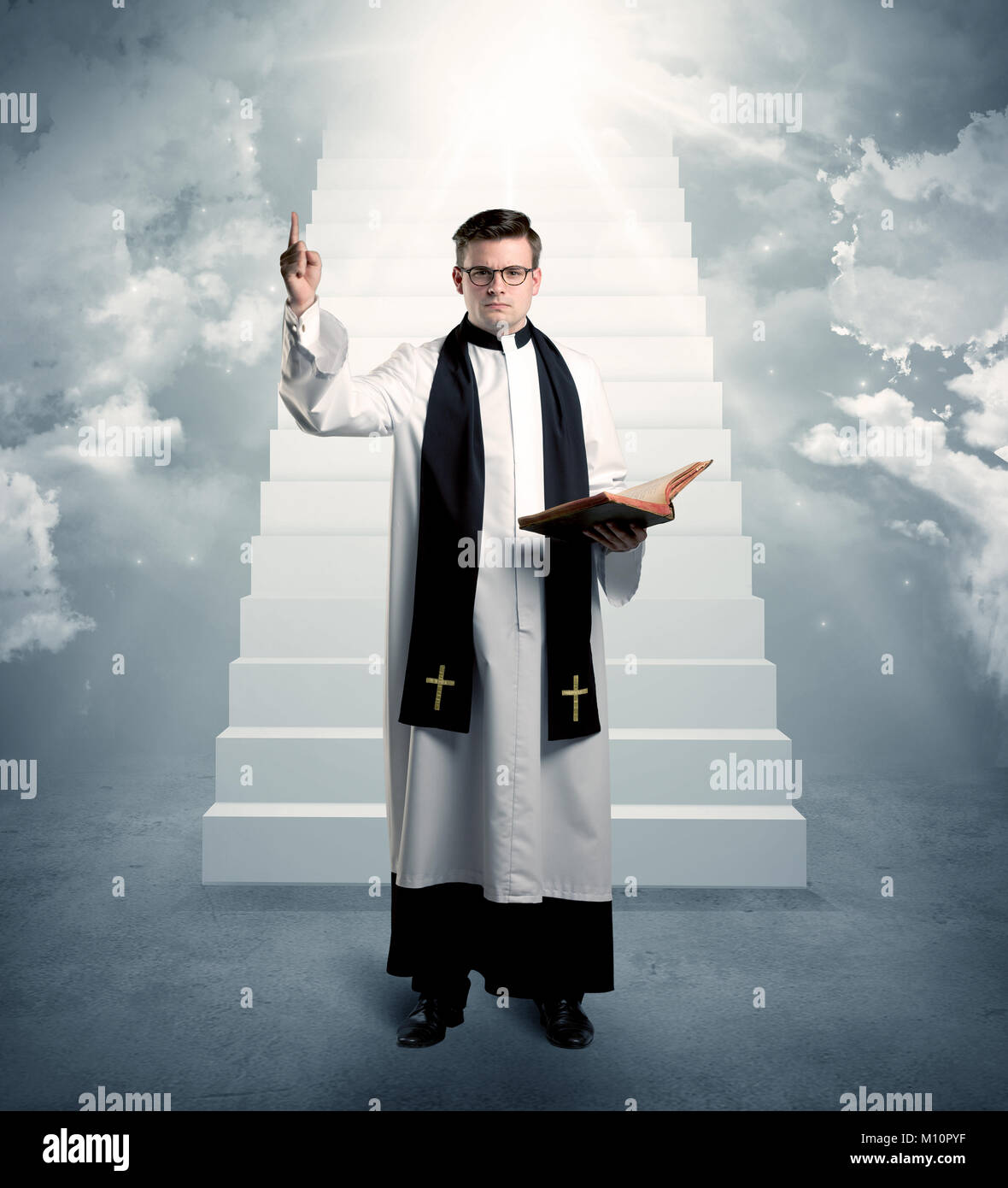 Church father bible standing hi-res stock photography and images - Alamy