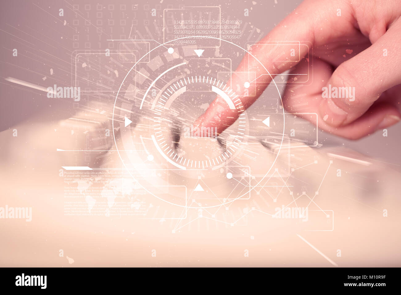 Keyboard touch with high tech user interface graphic Stock Photo - Alamy