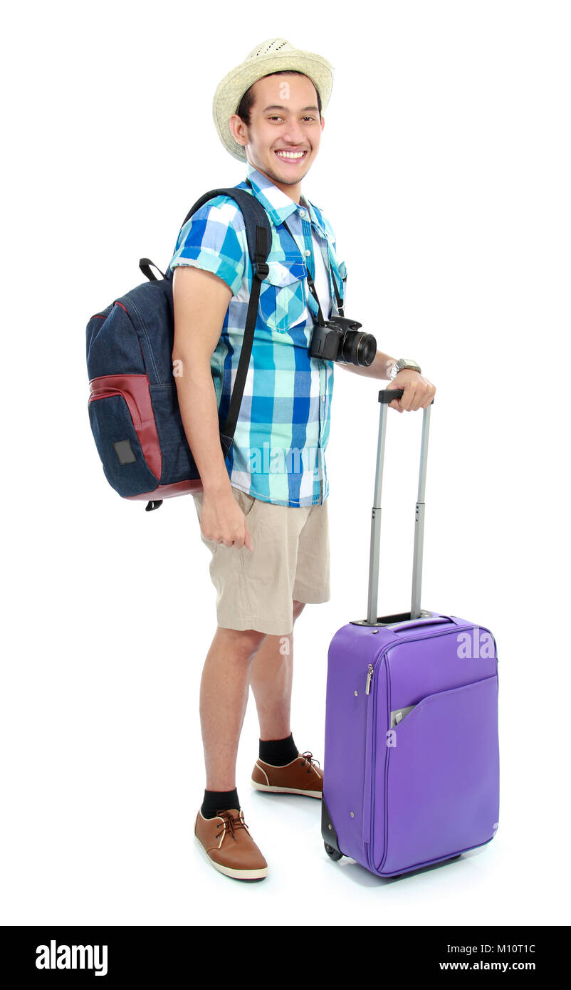portrait of a tourist isolated on white background Stock Photo - Alamy