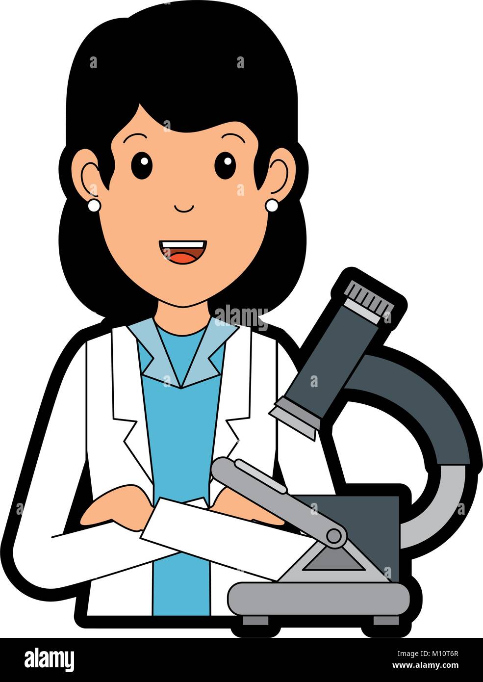 woman doctor with microscope avatar character vector illustration ...