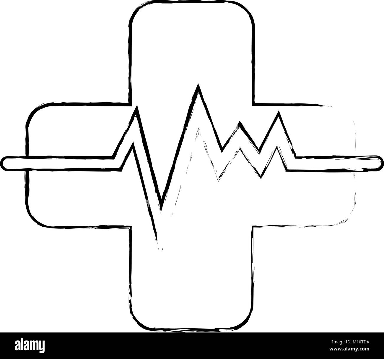 cross with pulse cardiac vector illustration design Stock Vector Image ...