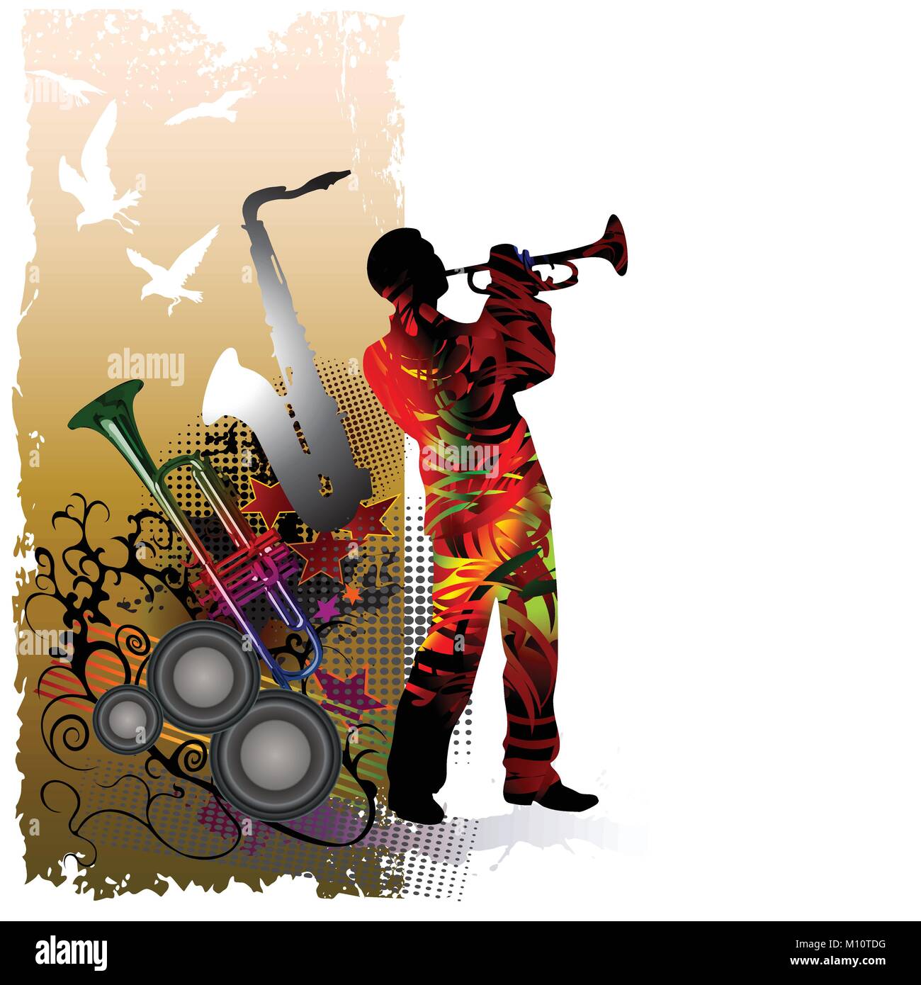 Trumpet player. Colourful vector illustration Stock Vector Image & Art ...