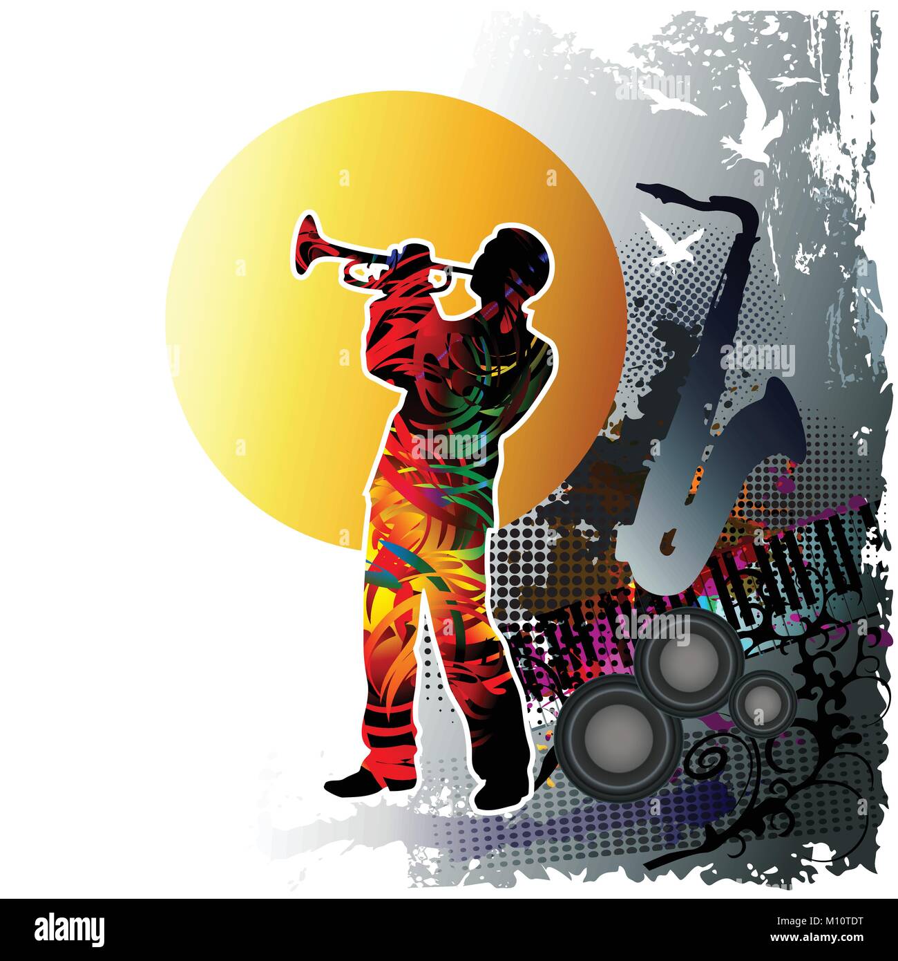 Trumpet player. Colourful vector illustration Stock Vector Image & Art ...