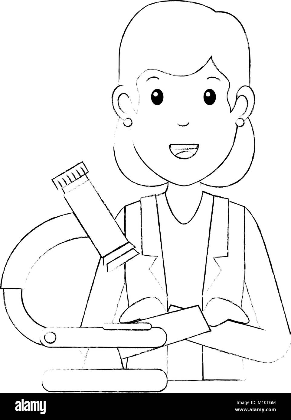 woman doctor with microscope avatar character vector illustration ...