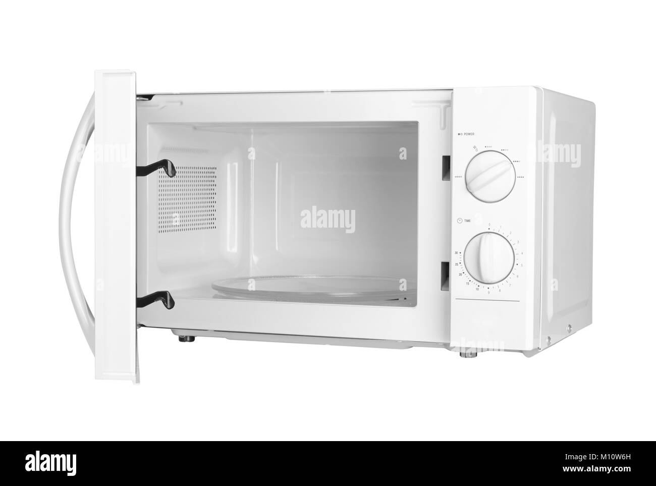 open microwave oven isolated on a white background Stock Photo - Alamy
