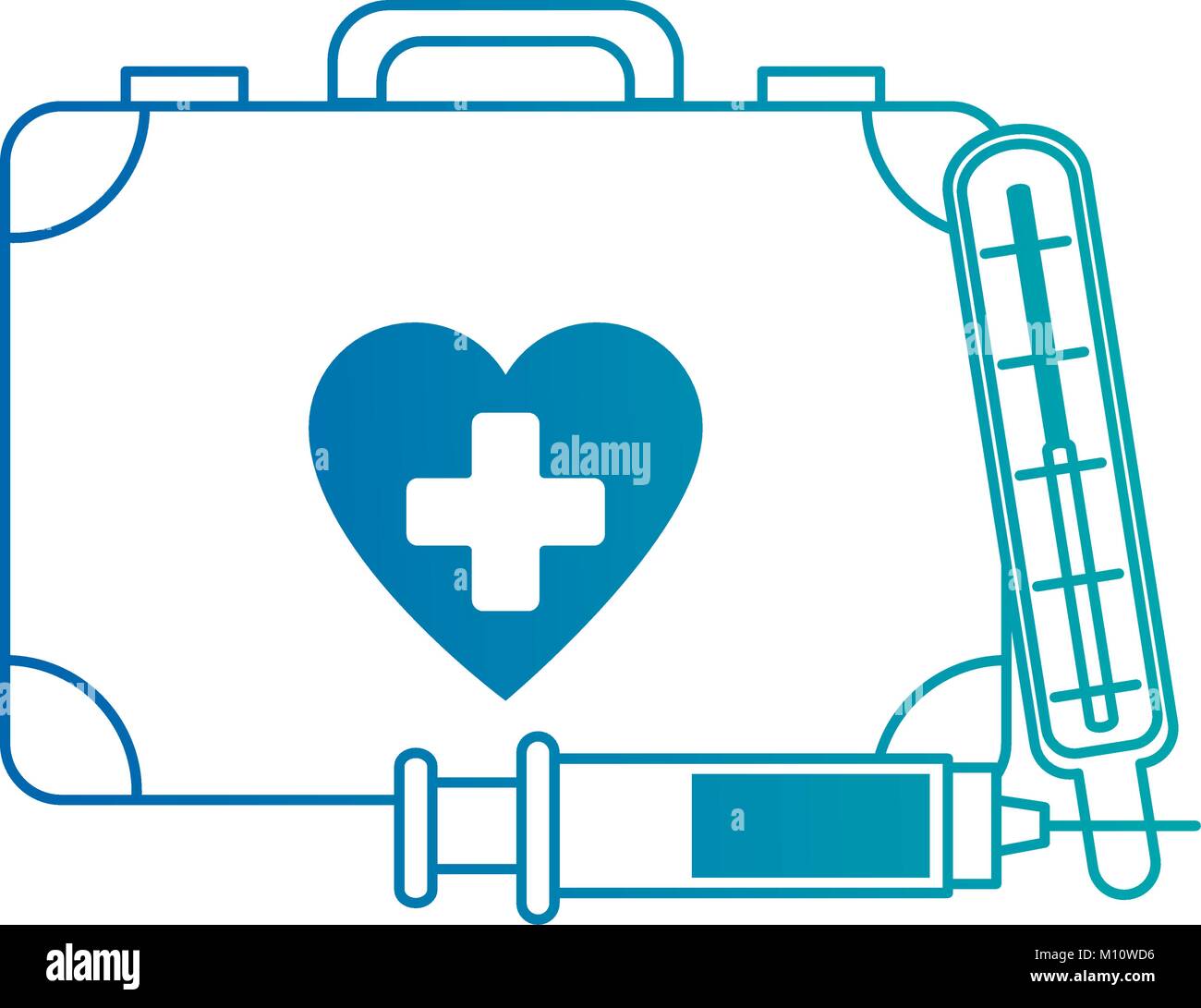 medical kit with thermometer and injection vector illustration design ...
