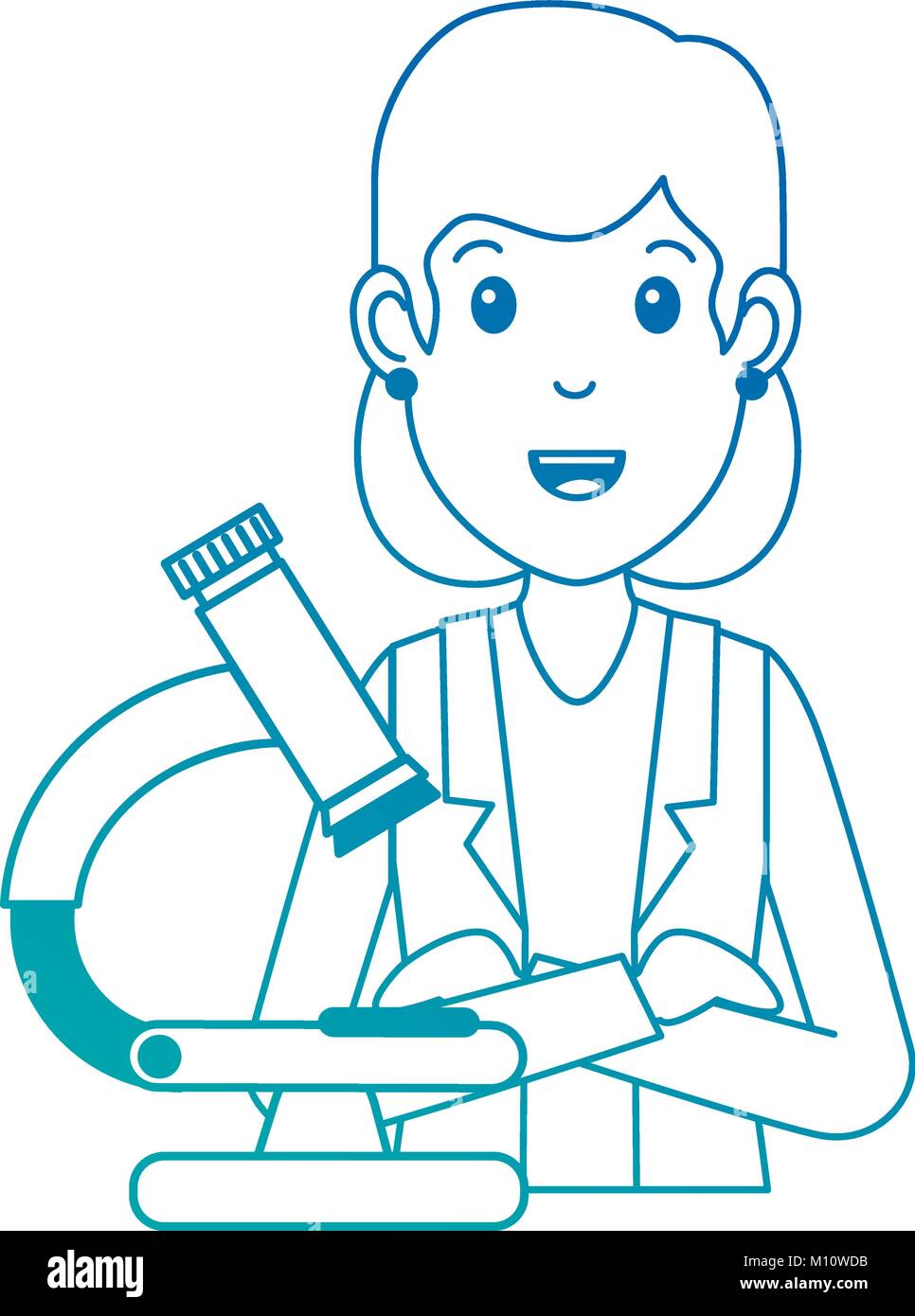 woman doctor with microscope avatar character vector illustration ...