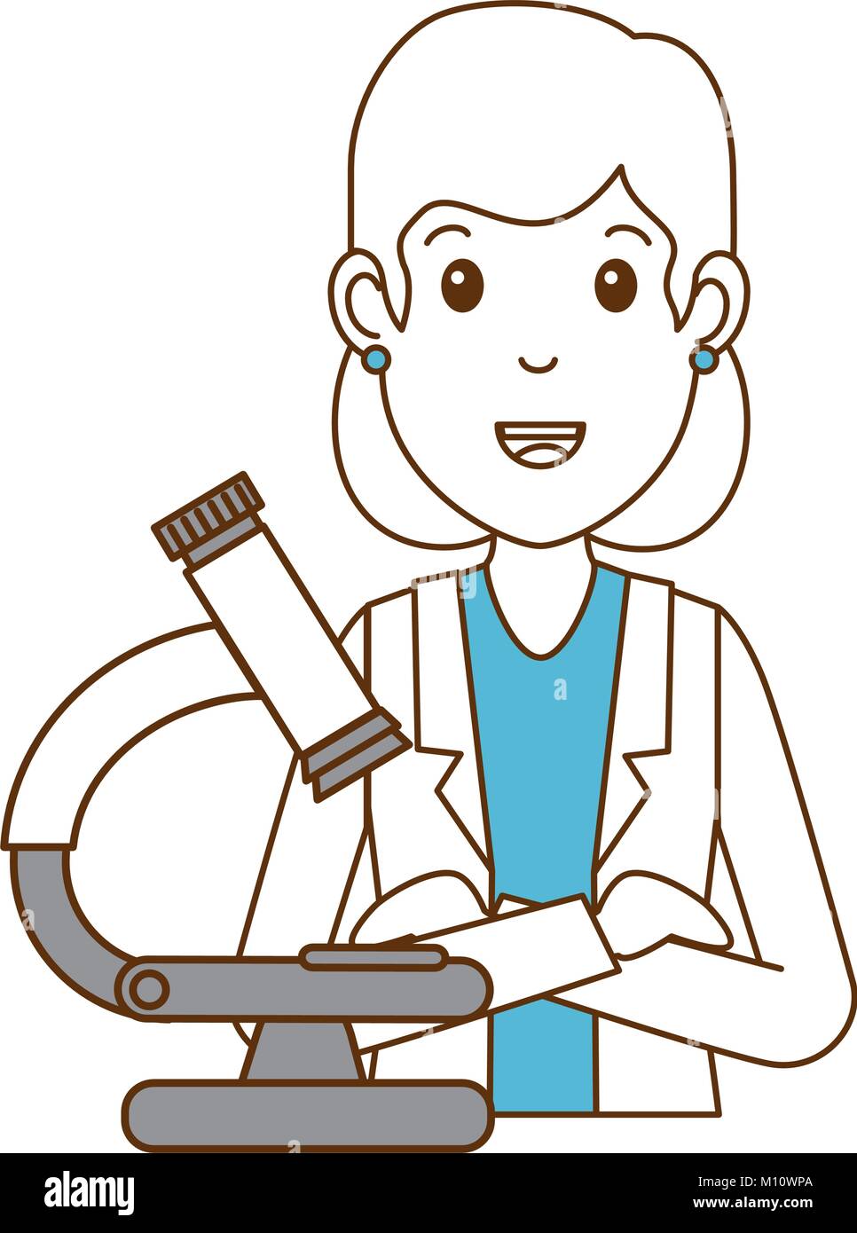 Woman medic scientist microscope Stock Vector Images - Alamy
