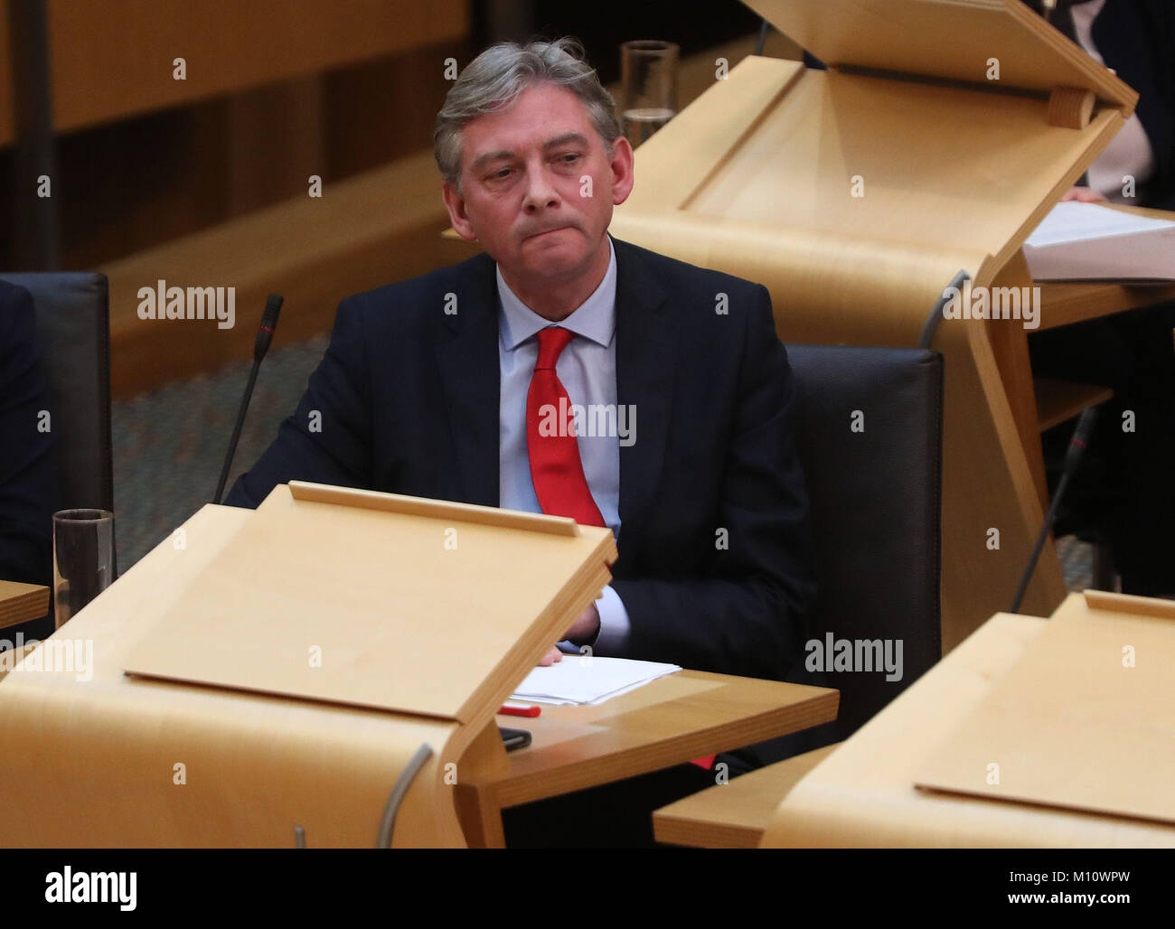 Scottish Labour leader Richard Leonard in the debating chamber during ...