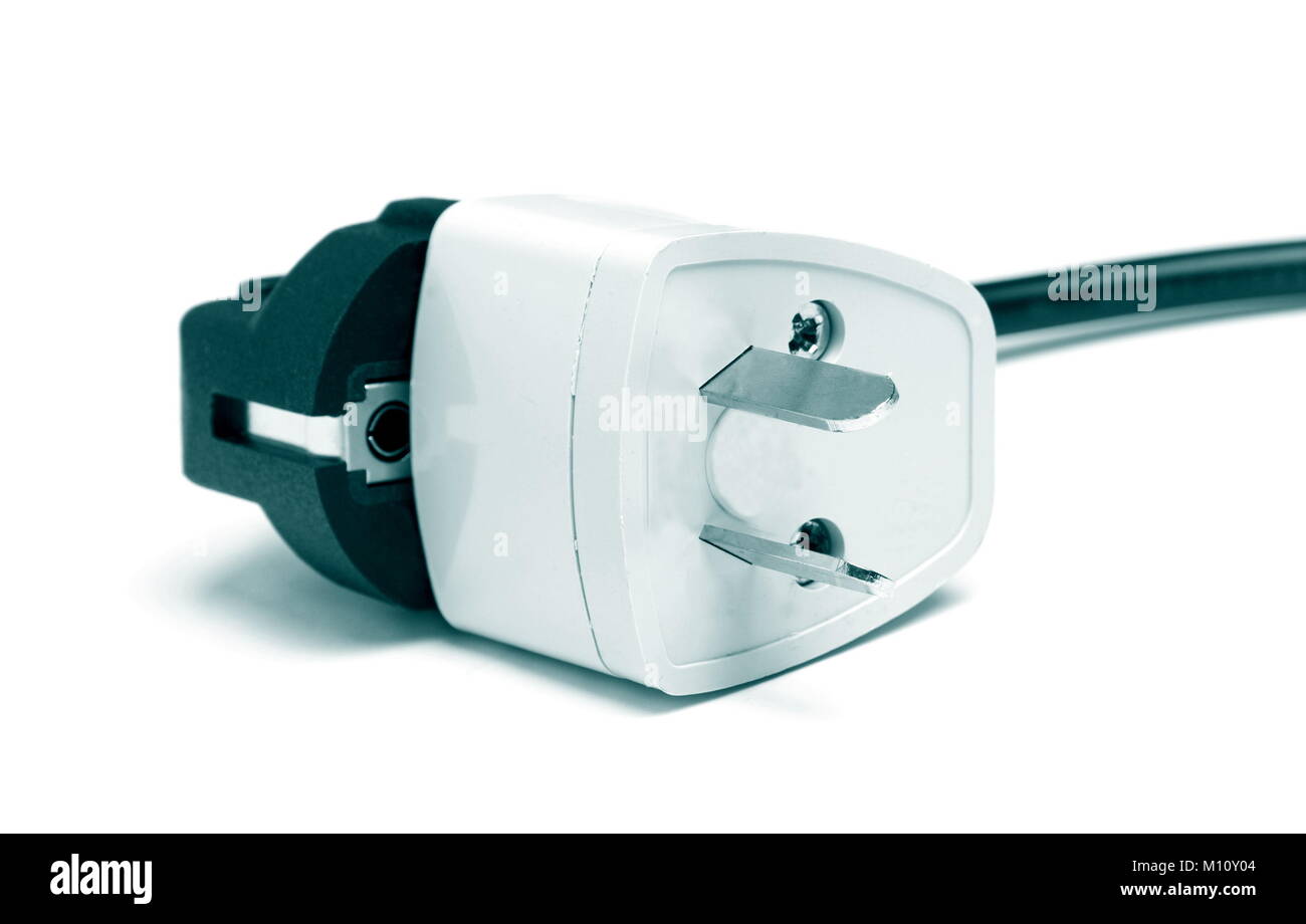 Electricity adapter on the white Stock Photo - Alamy