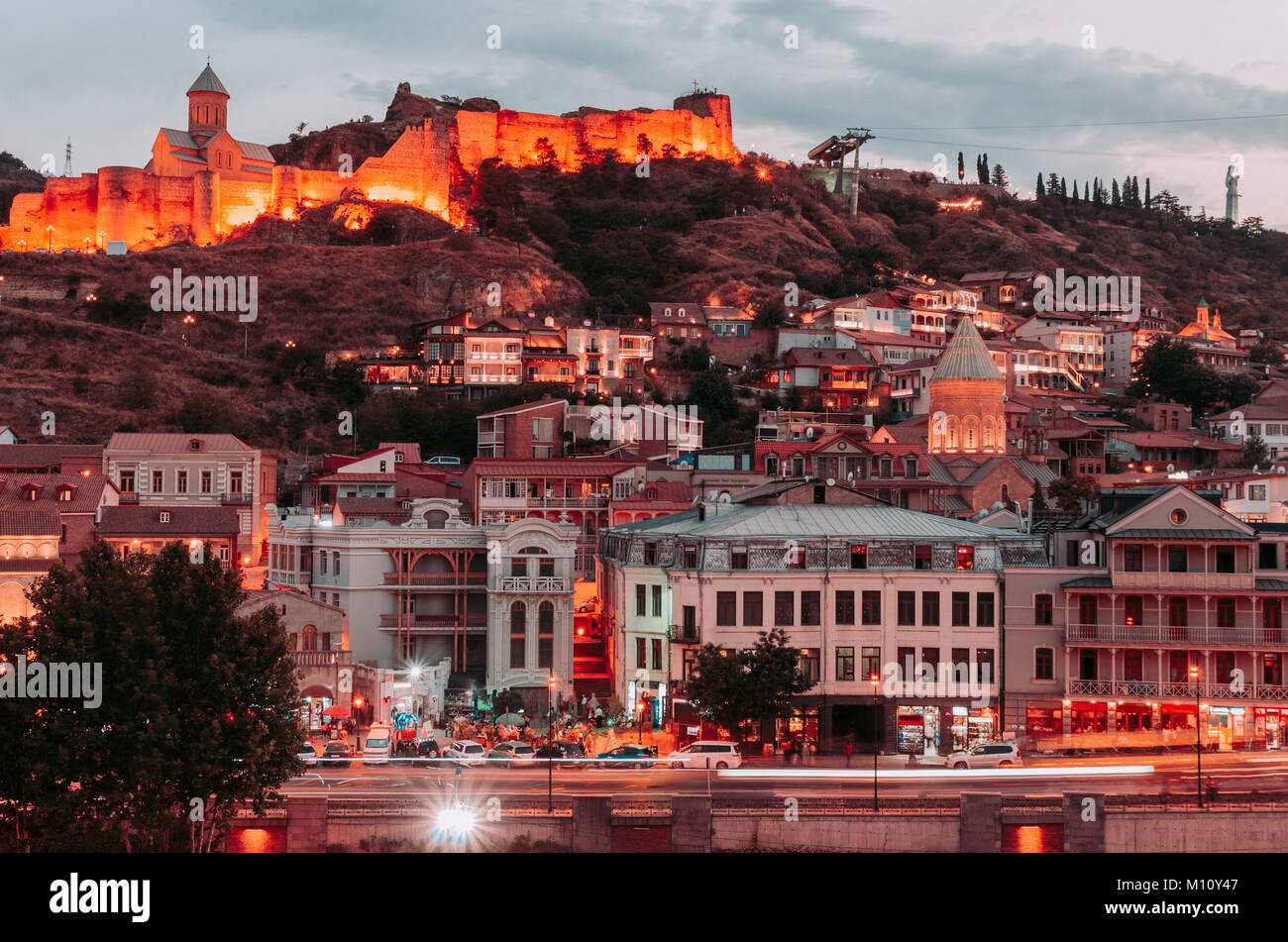 Beautiful view of Tbilisi in evening. Georgia Stock Photo - Alamy