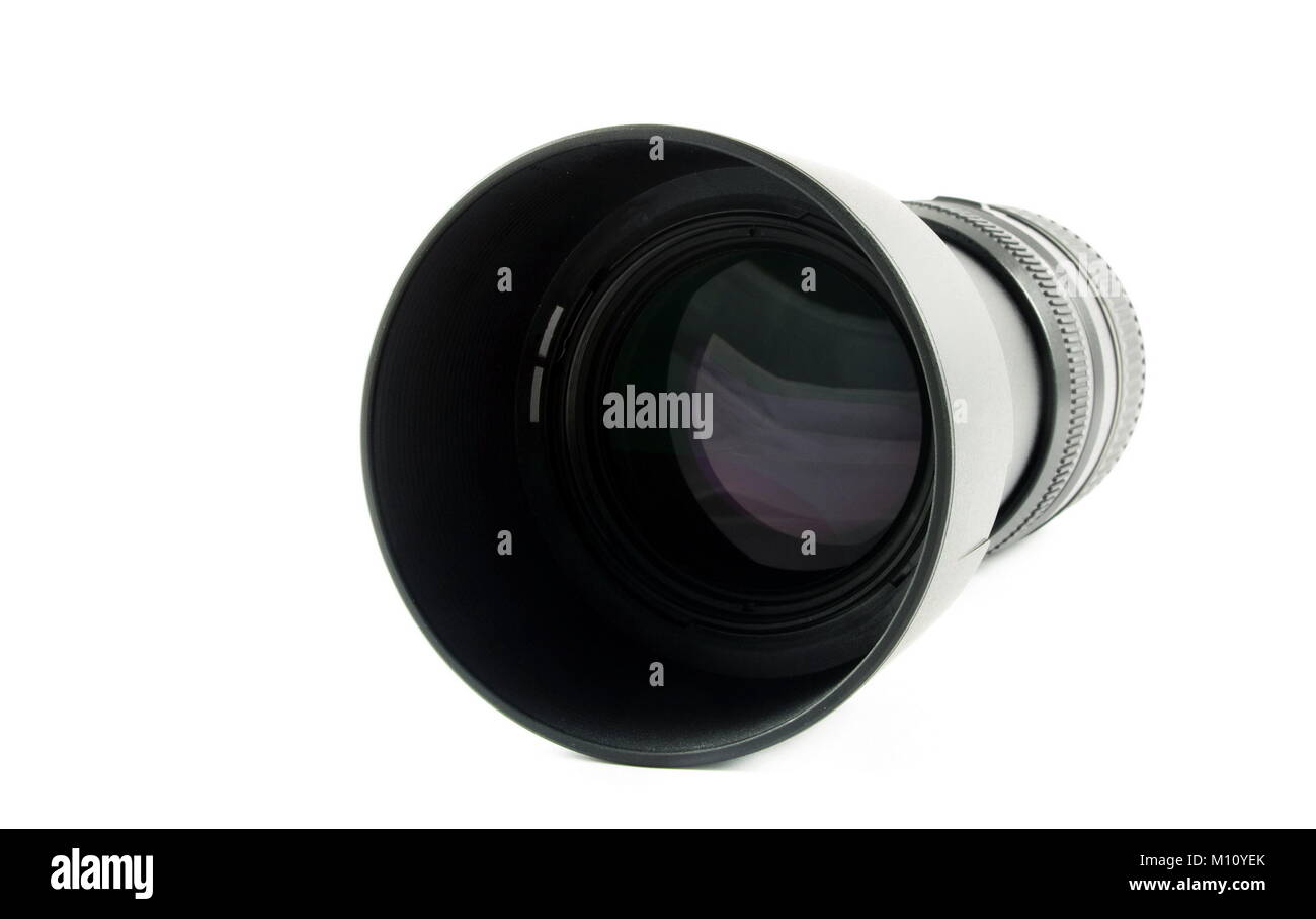 Black camera lens on white Stock Photo - Alamy