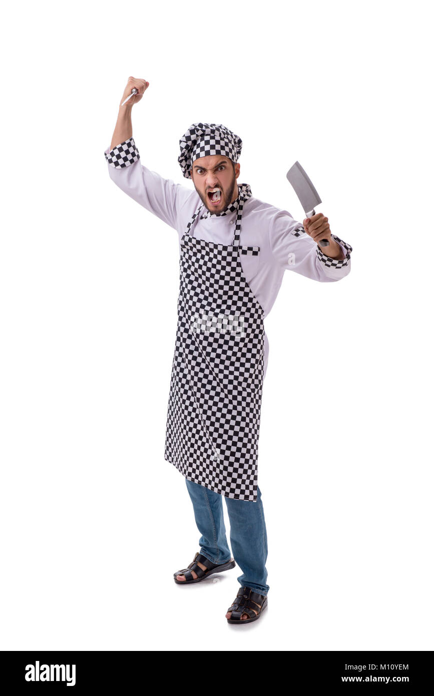 Male cook isolated on the white background Stock Photo - Alamy