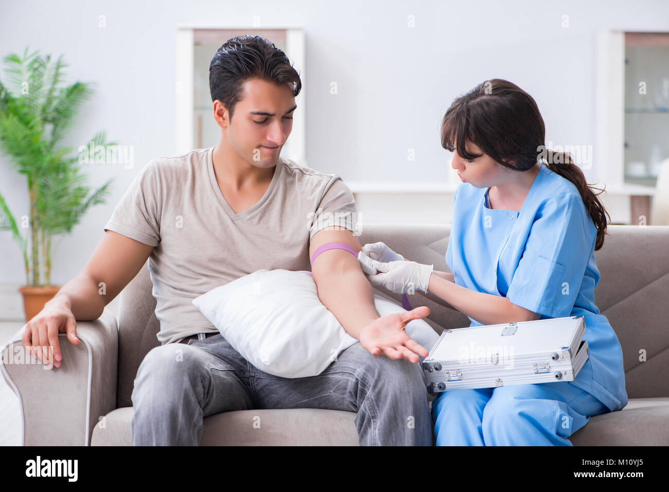 Patient getting blood transfusion in hospital clinic Stock Photo - Alamy