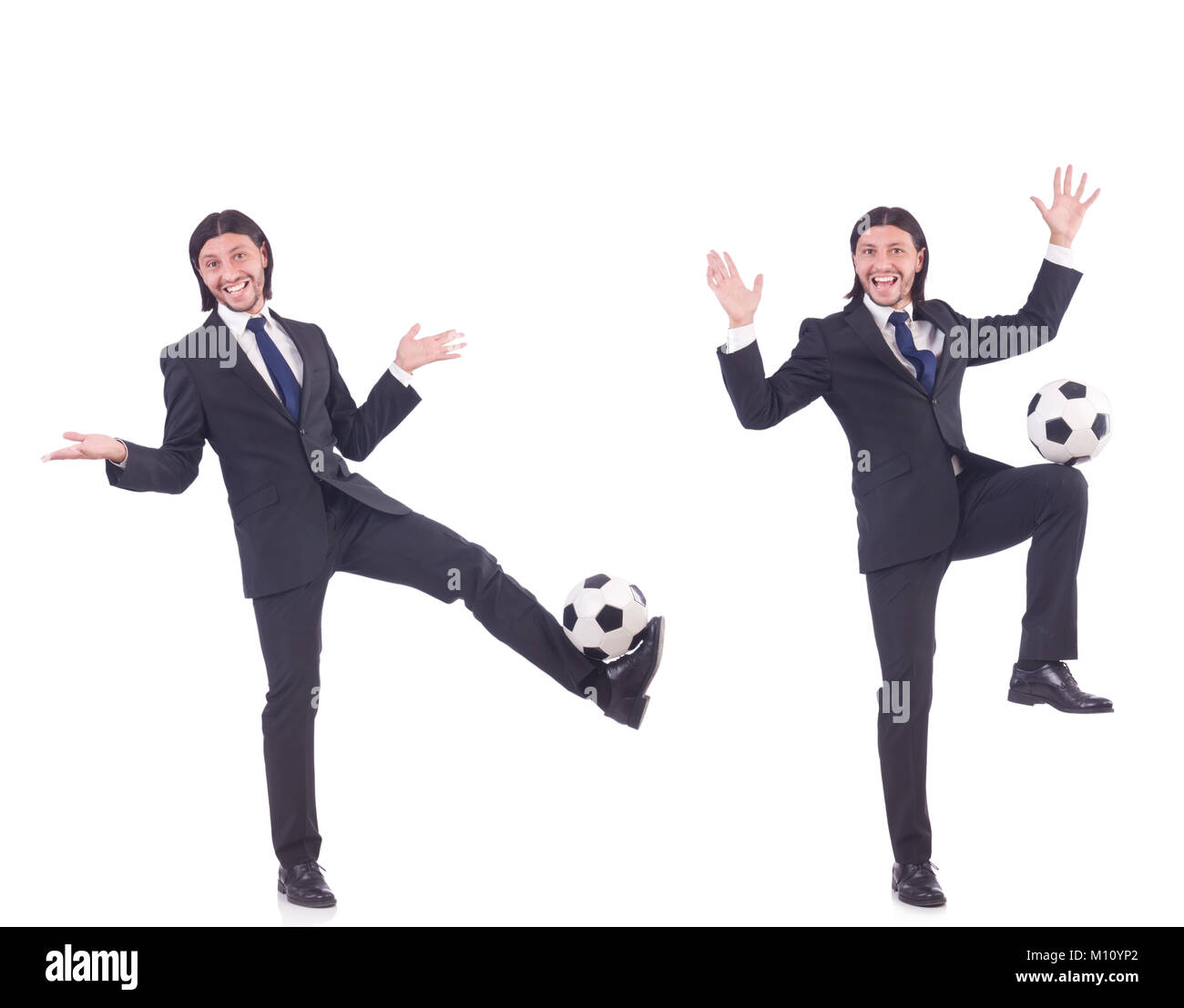 Man with football isolated on white Stock Photo - Alamy